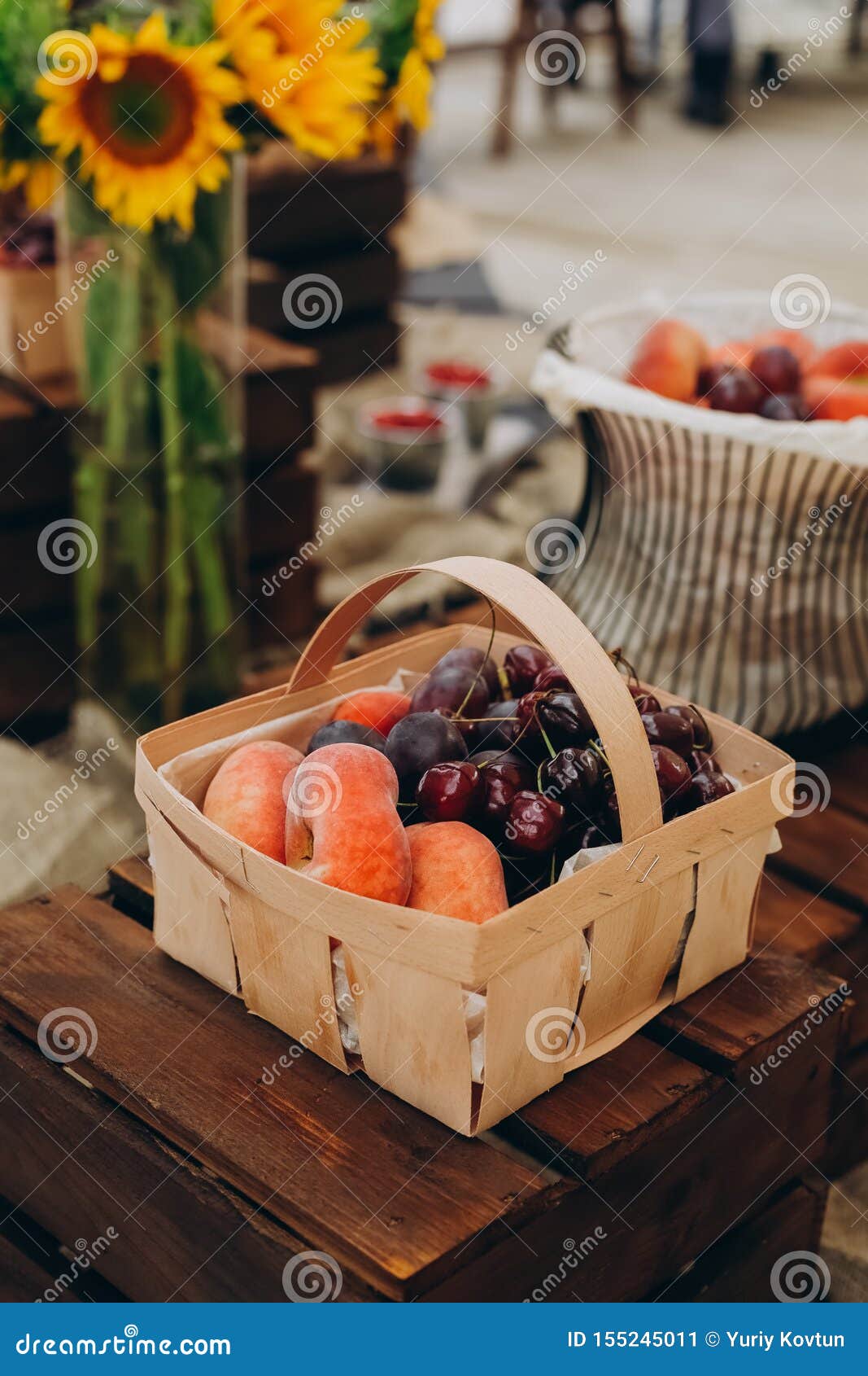 Fruit Food Buffet Decorated Rustic Style Eco Baskets Stock Image ...
