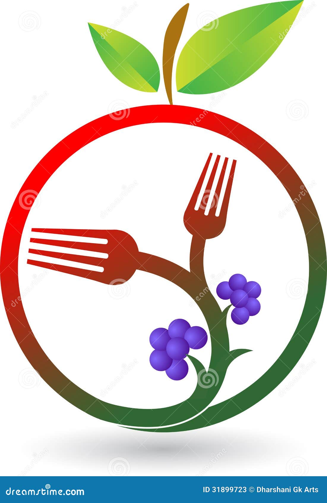 Fork Logo With Leaves With A Touch Of Vintage Color. Intended For Fresh ...