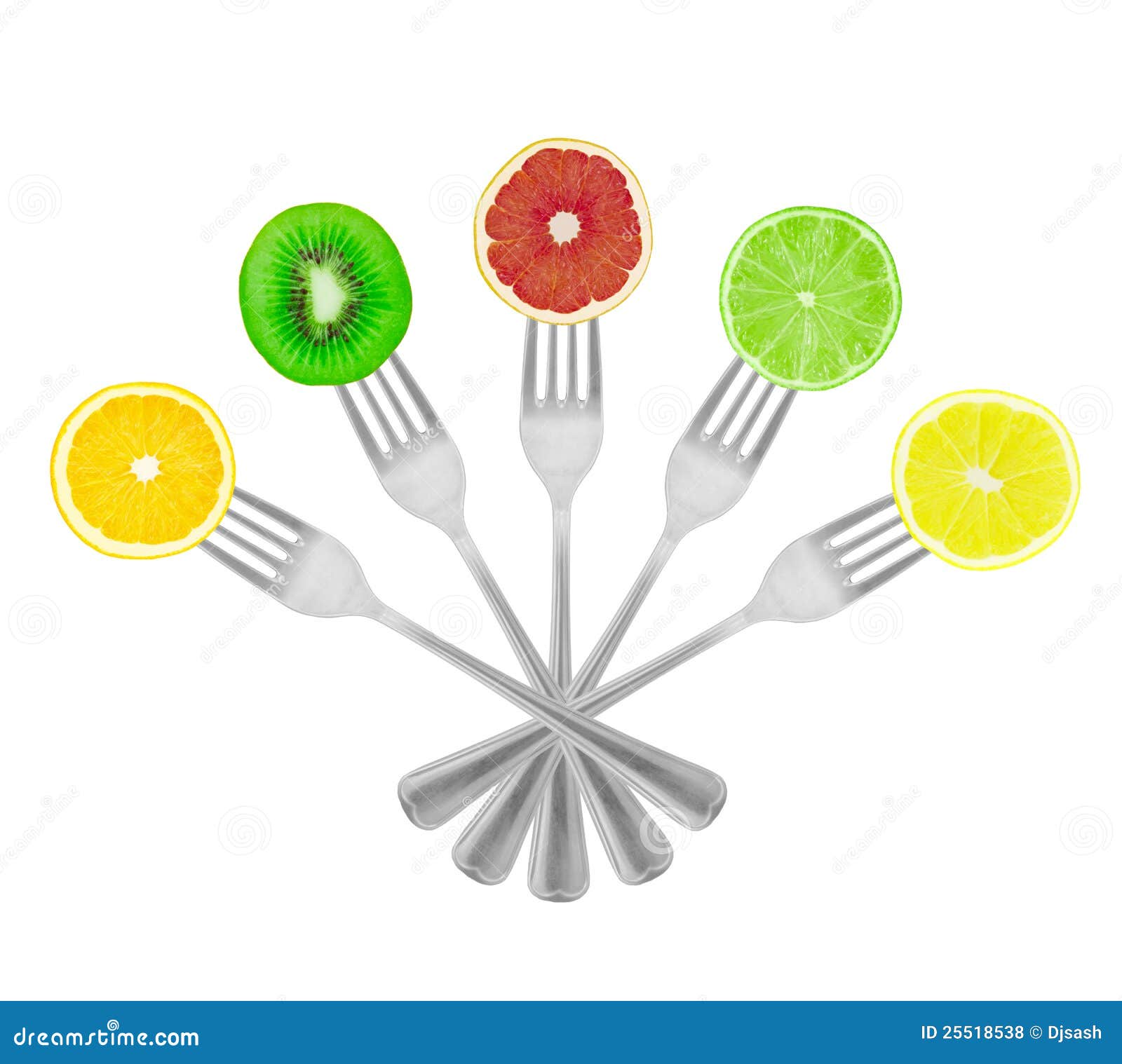 Fruit on forks a fan stock photo. Image of cutlery, nutrition - 25518538