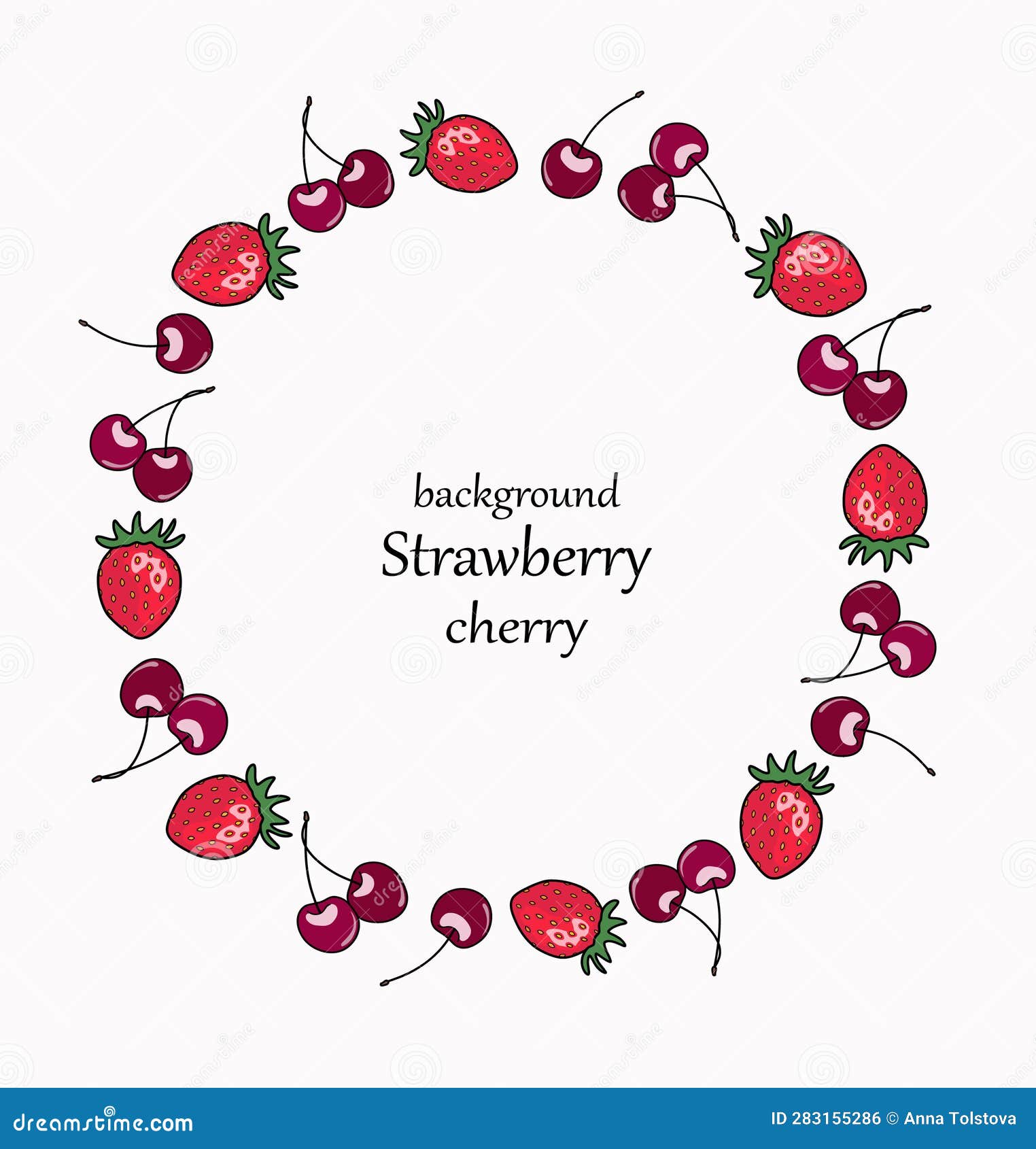Fruit Frame with Cherries and Strawberries, Round Frame with Cherries ...