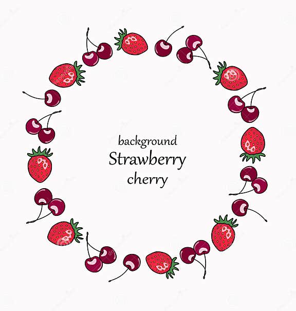 Fruit Frame with Cherries and Strawberries, Round Frame with Cherries ...