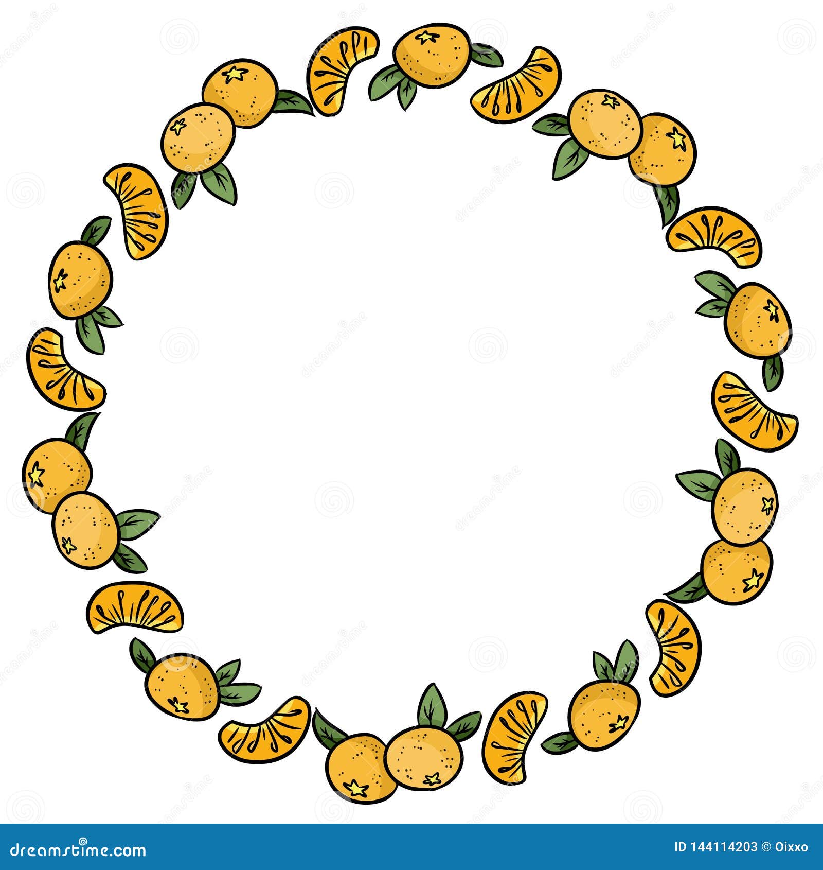 Fruit Frame. Frame in the Form of a Circle. Wreath of Ripe Orange ...
