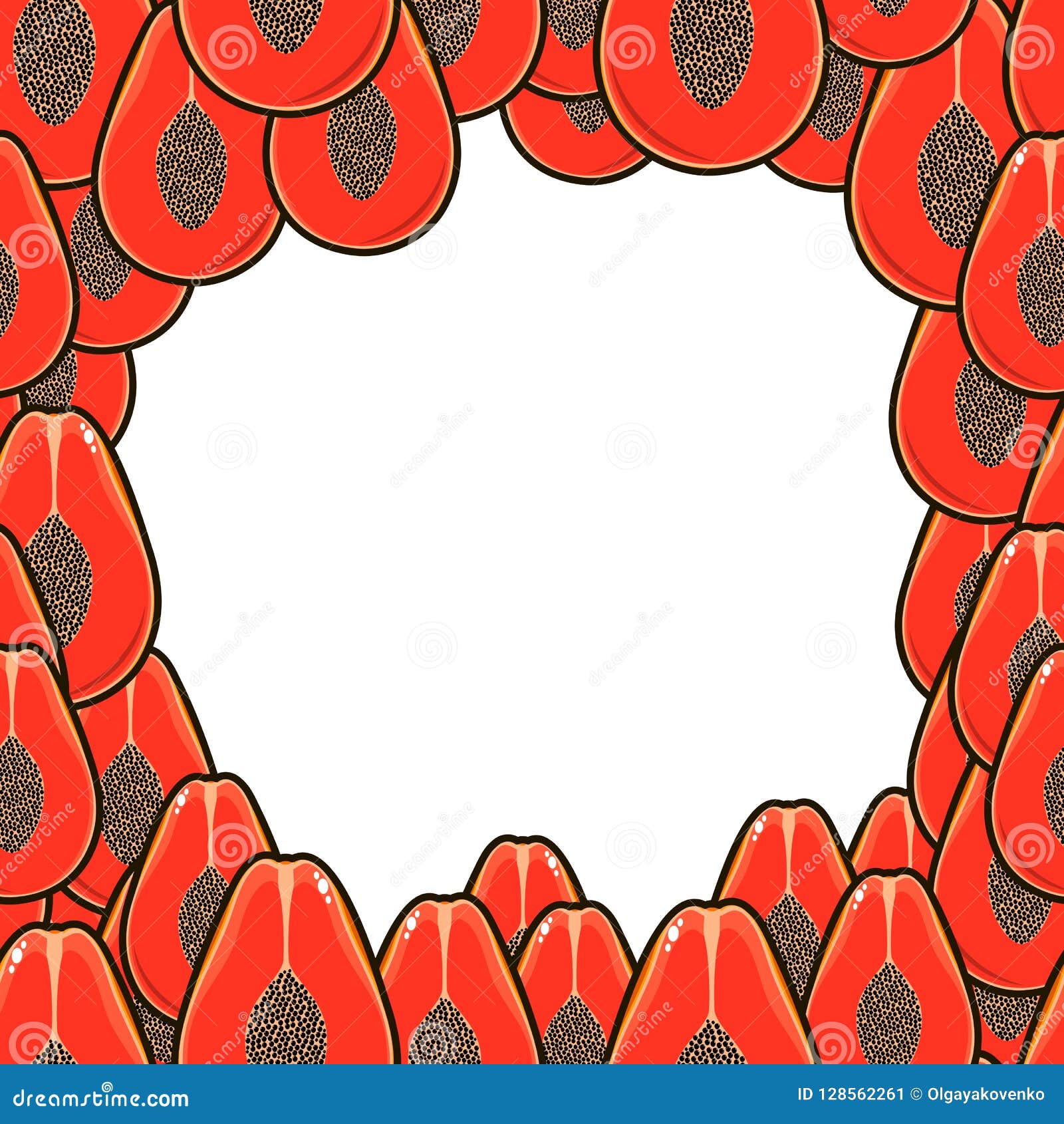 Fruit Frame. Pattern: Papayas. Vector Illustration Stock Vector ...
