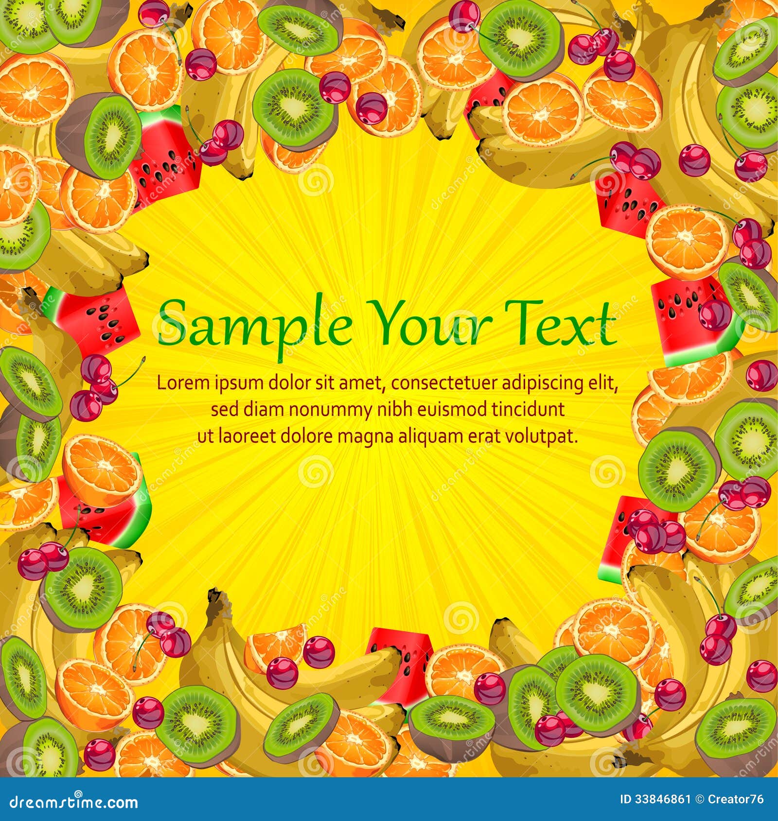 Fruit Frame. Round Seasonal Fruit Border. Frame Clip Art And Business ...