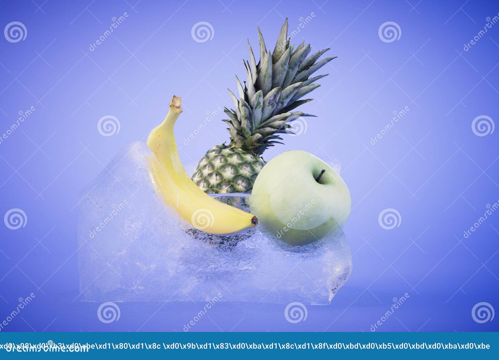 Fruit Frozen Yogurt. Explosion Of Fruit Flavours. Isolated On Blue ...