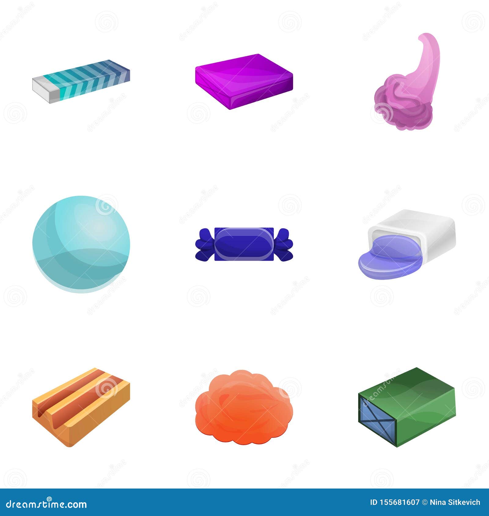 Fruit Gum Icon Set, Cartoon Style Stock Vector - Illustration of dragee ...