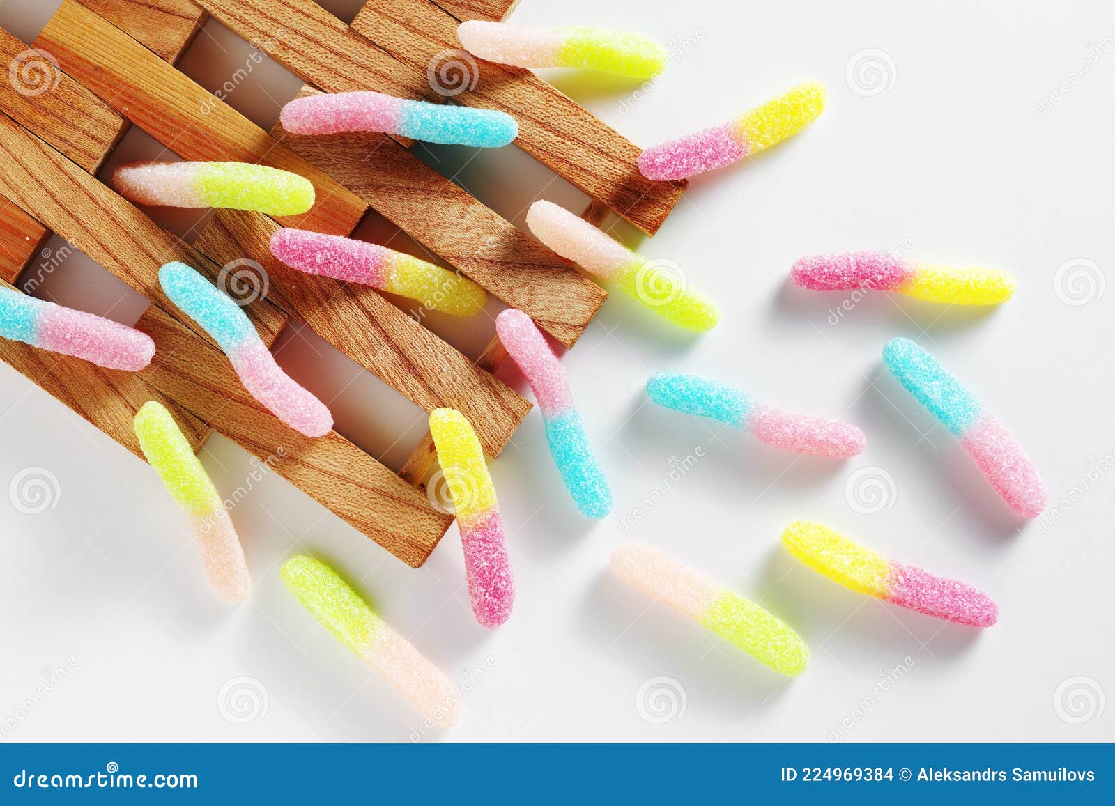 Fruit gummy candy worms stock photo. Image of sugar - 224969384