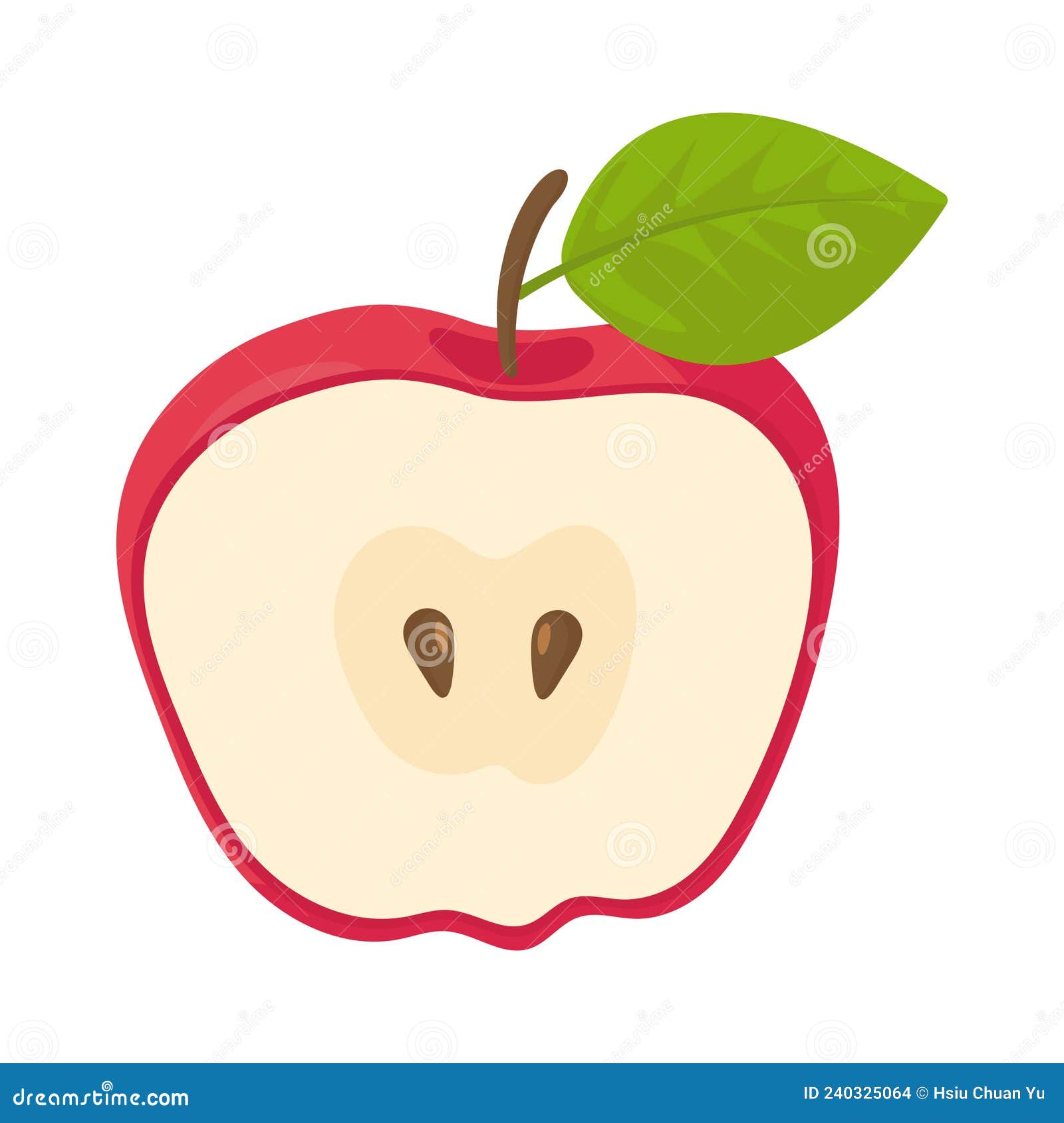 Fruit Half Cutted Red Apple Cartoon Vector Illustration Isolated Object ...
