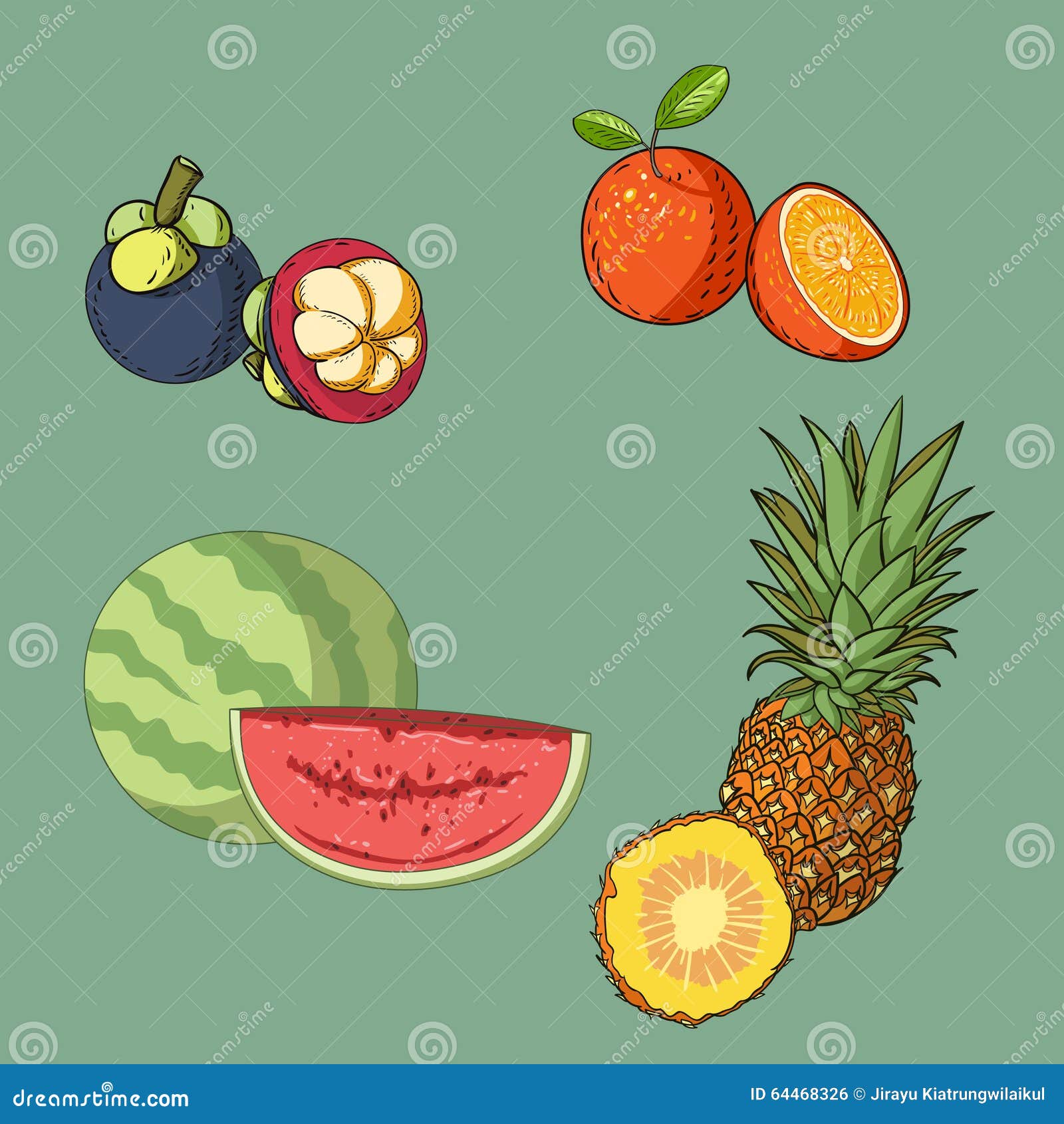 Fruit and Half Fruit Collection Vector Stock Vector - Illustration of ...