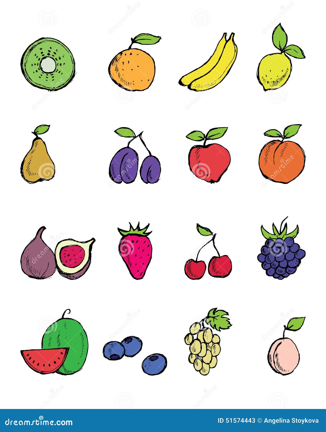 Fruit hand- drawn symbols stock vector. Illustration of berry - 51574443