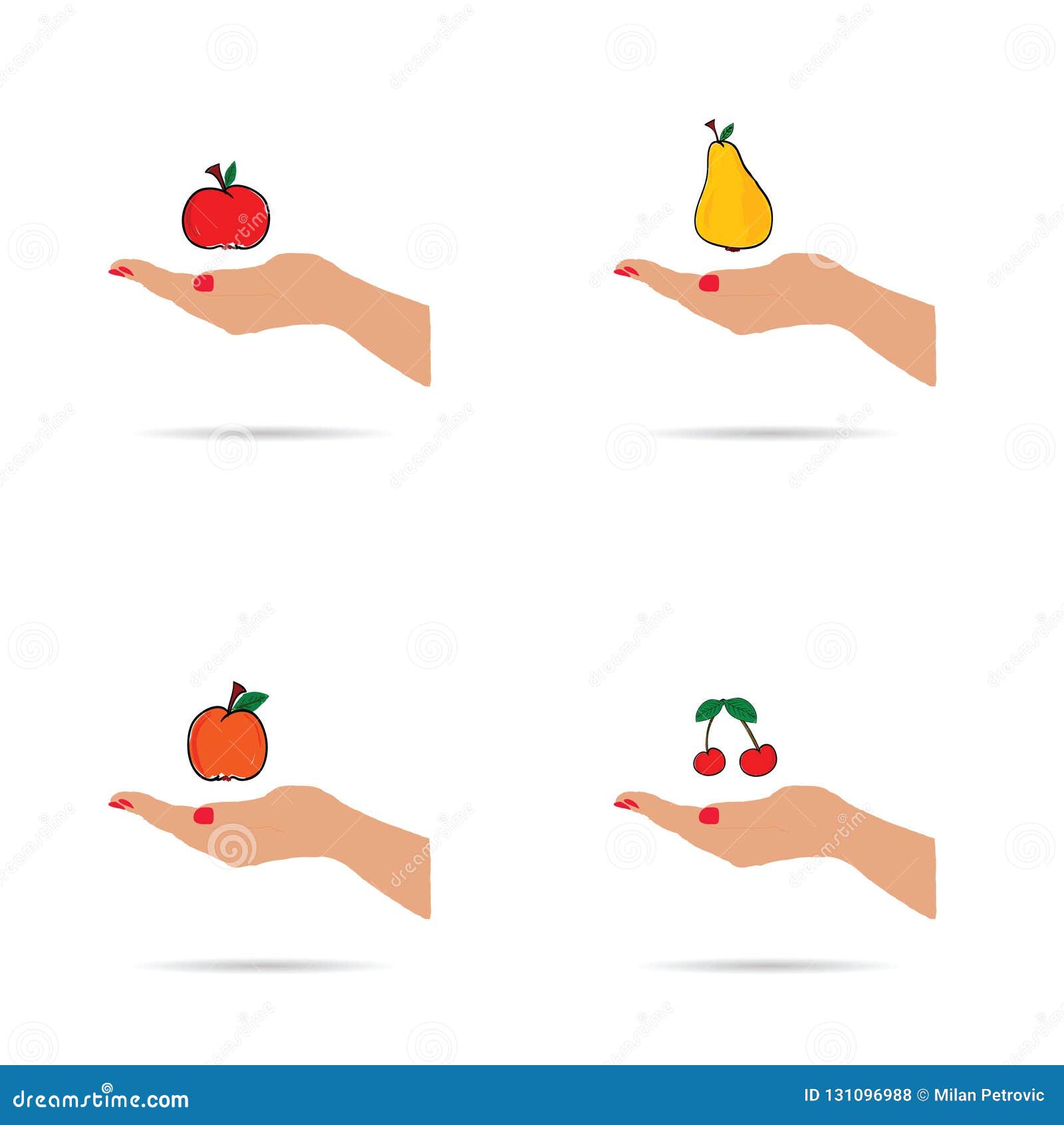 Fruit in Hands Set Illustration Stock Vector - Illustration of hand ...