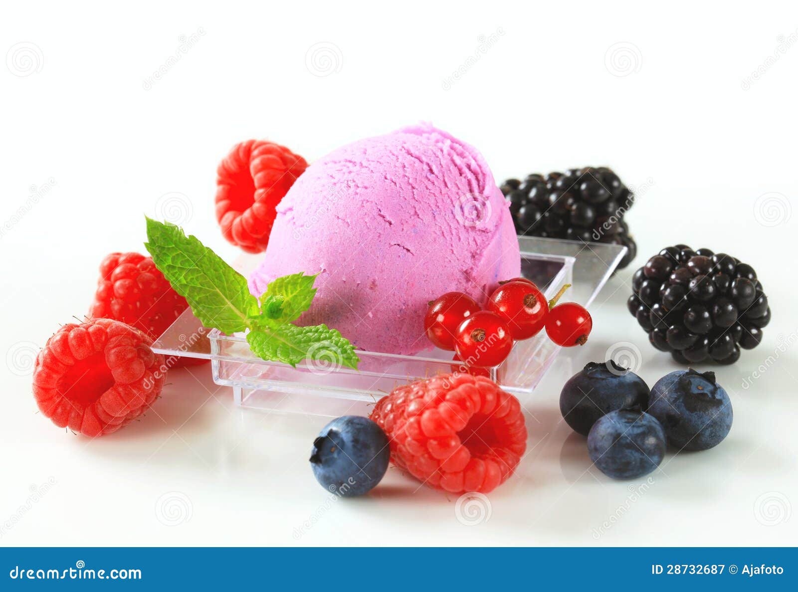 Fruit Ice Cream with Fresh Mixed Berries Stock Image - Image of single ...