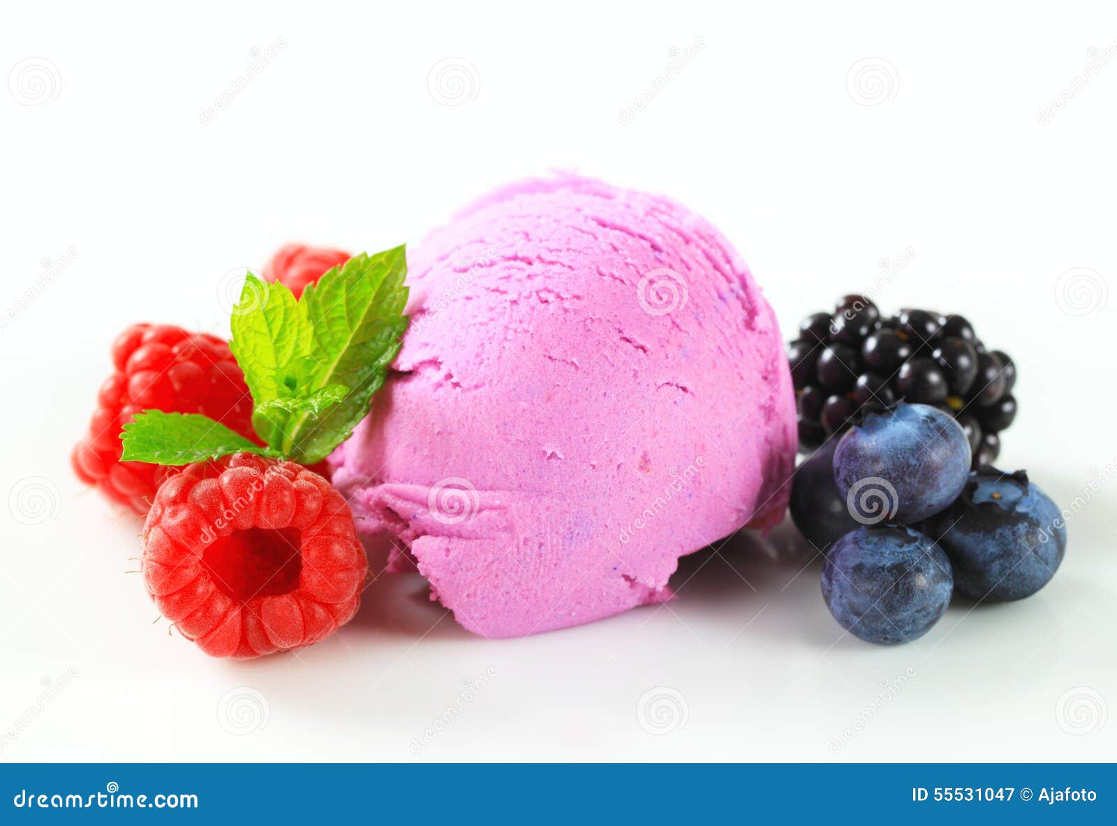 Fruit Ice Cream with Fresh Mixed Berries Stock Image - Image of food ...
