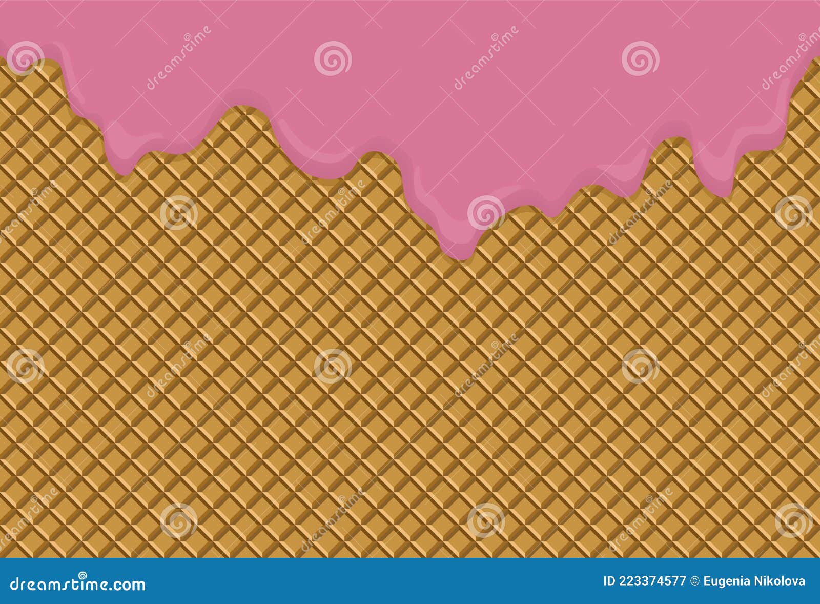 Fruit Ice Cream Melted On Waffle Background Wafer Texture Seamless