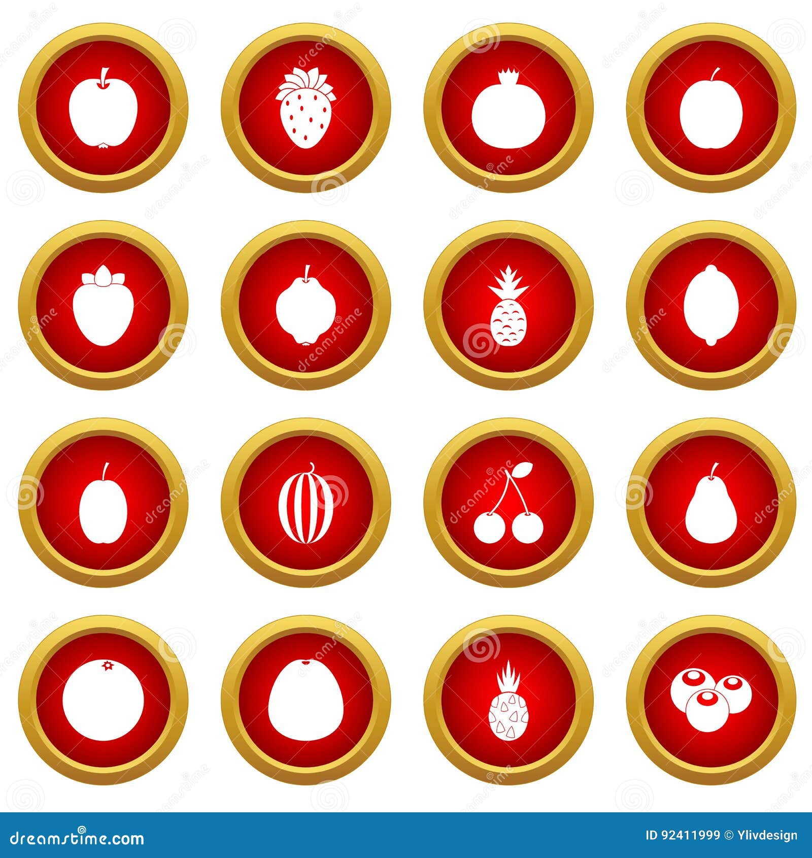 Fruit icon red circle set stock vector. Illustration of cherry - 92411999