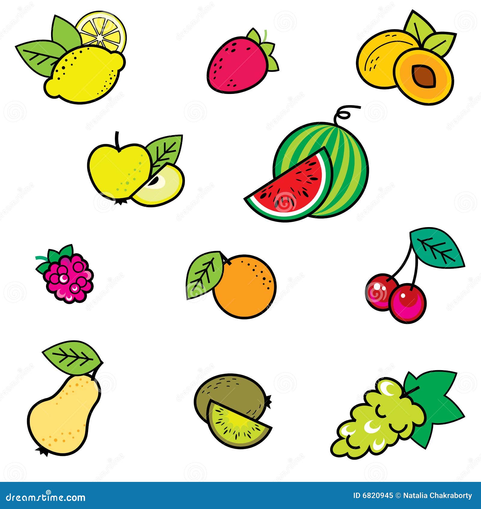 Fruit icons stock vector. Illustration of dessert, greenery - 6820945