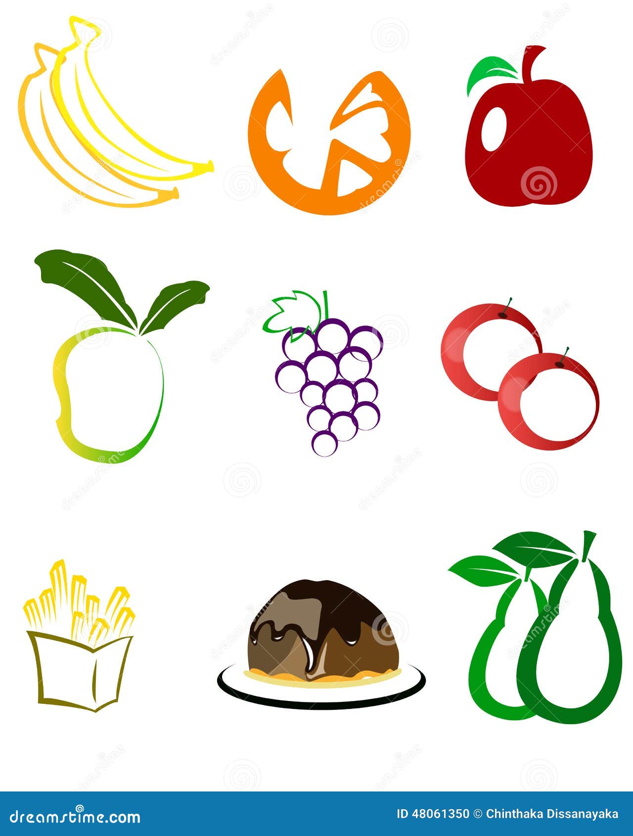 Fruit Icons stock illustration. Illustration of green - 48061350