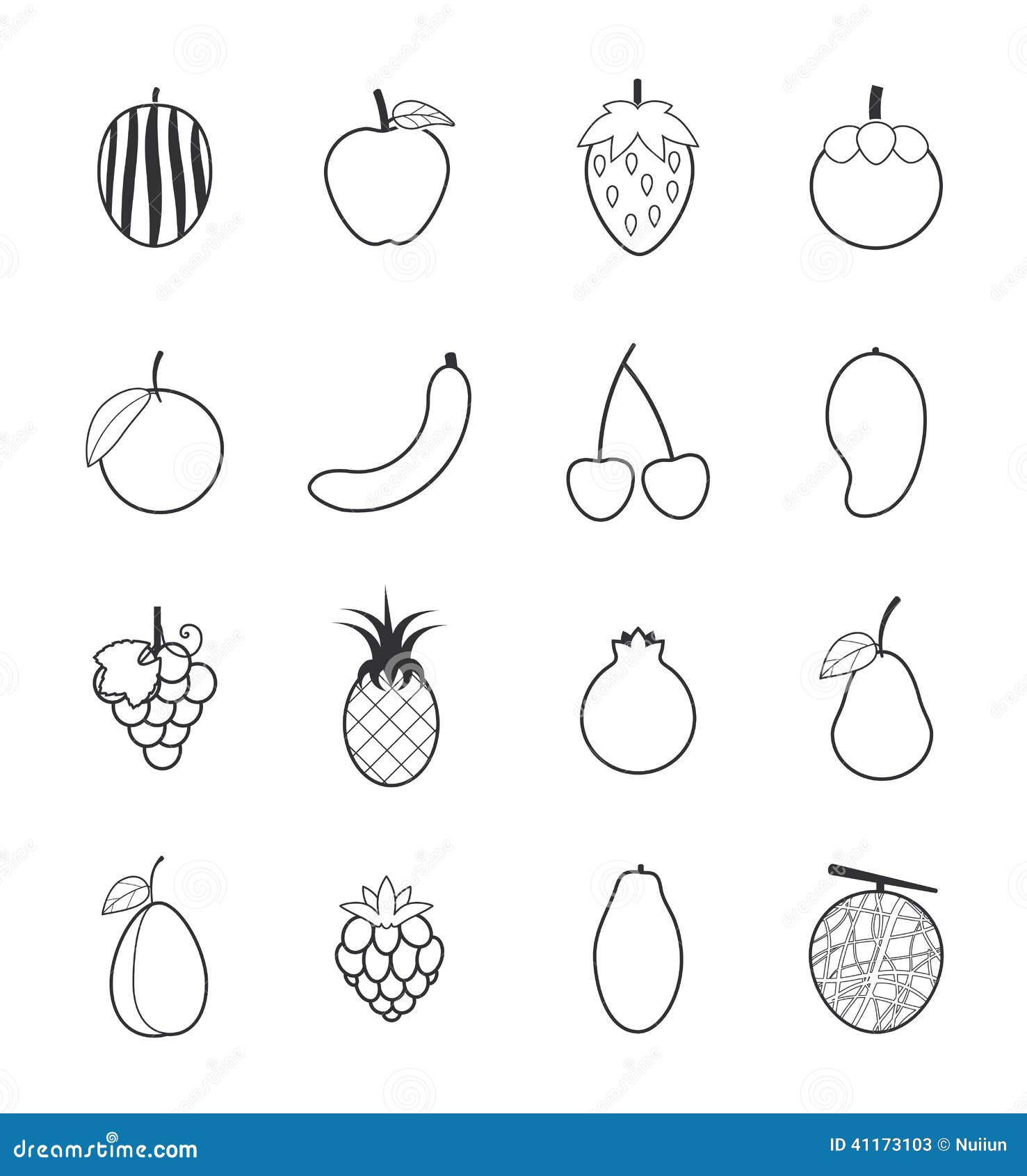 Fruit icons set stock vector. Illustration of exotic - 41173103