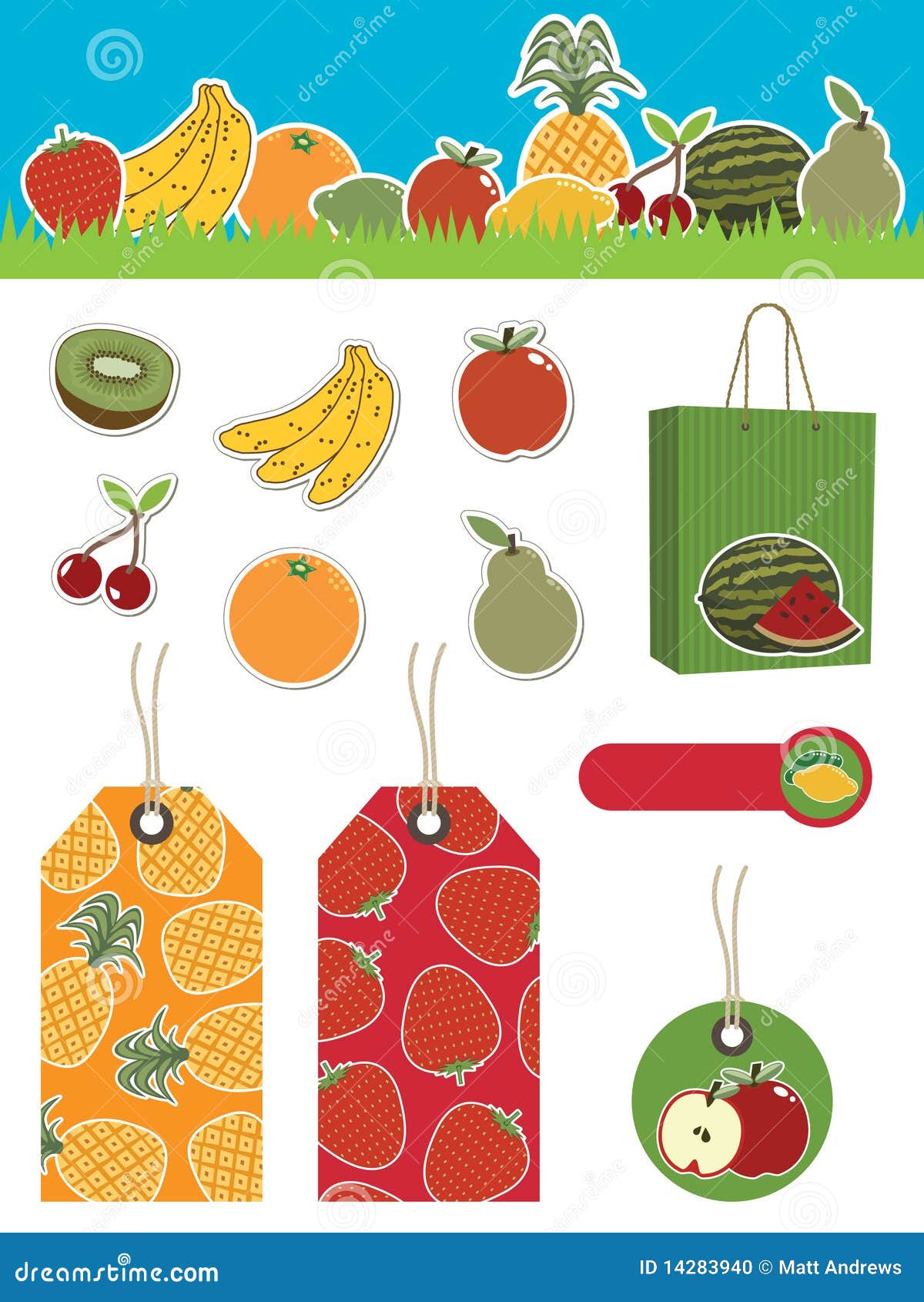 Fruit items stock vector. Illustration of clip, string - 14283940