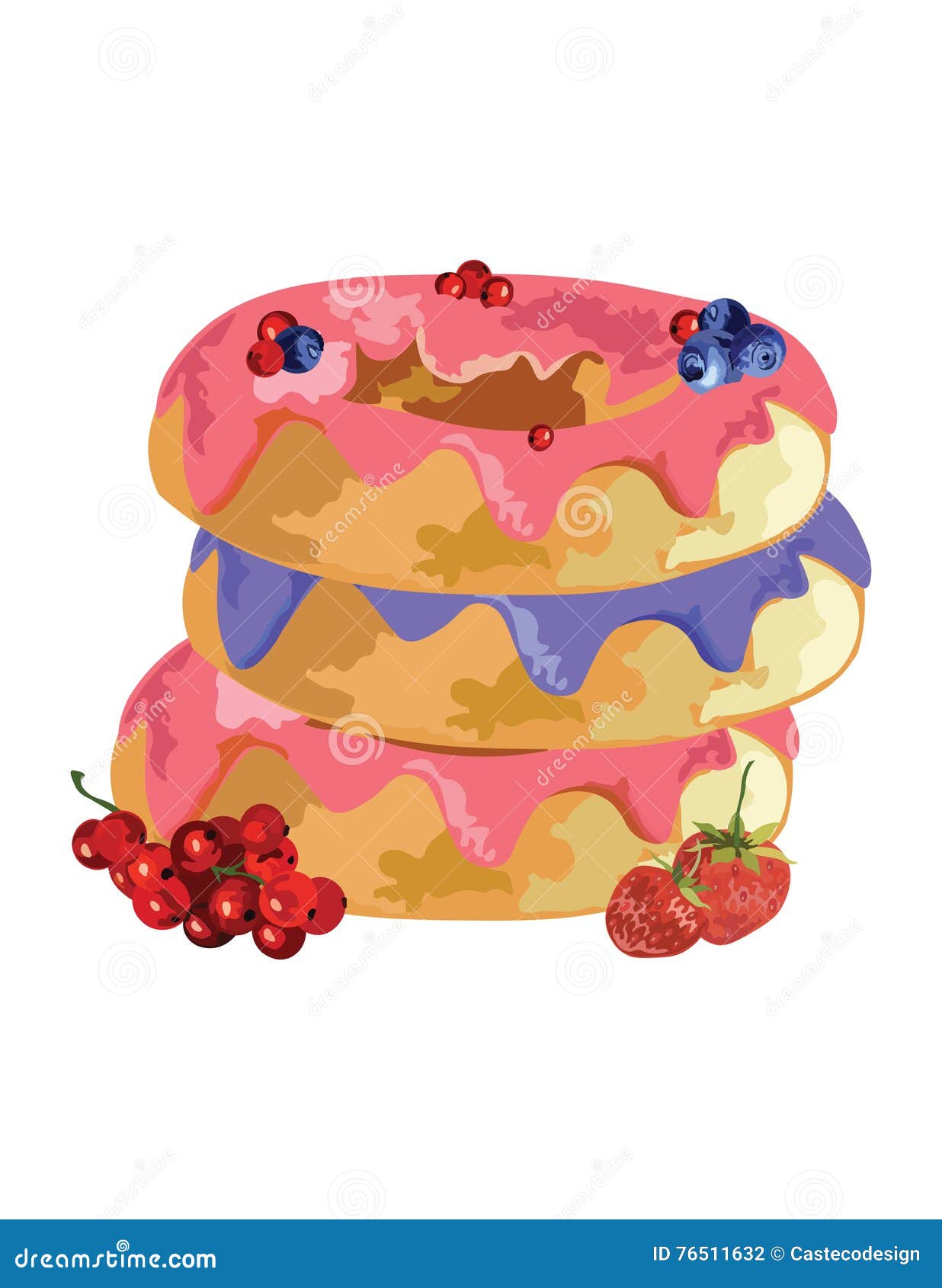 Fruit Jam Donuts with Syrup Stock Vector - Illustration of breakfast ...