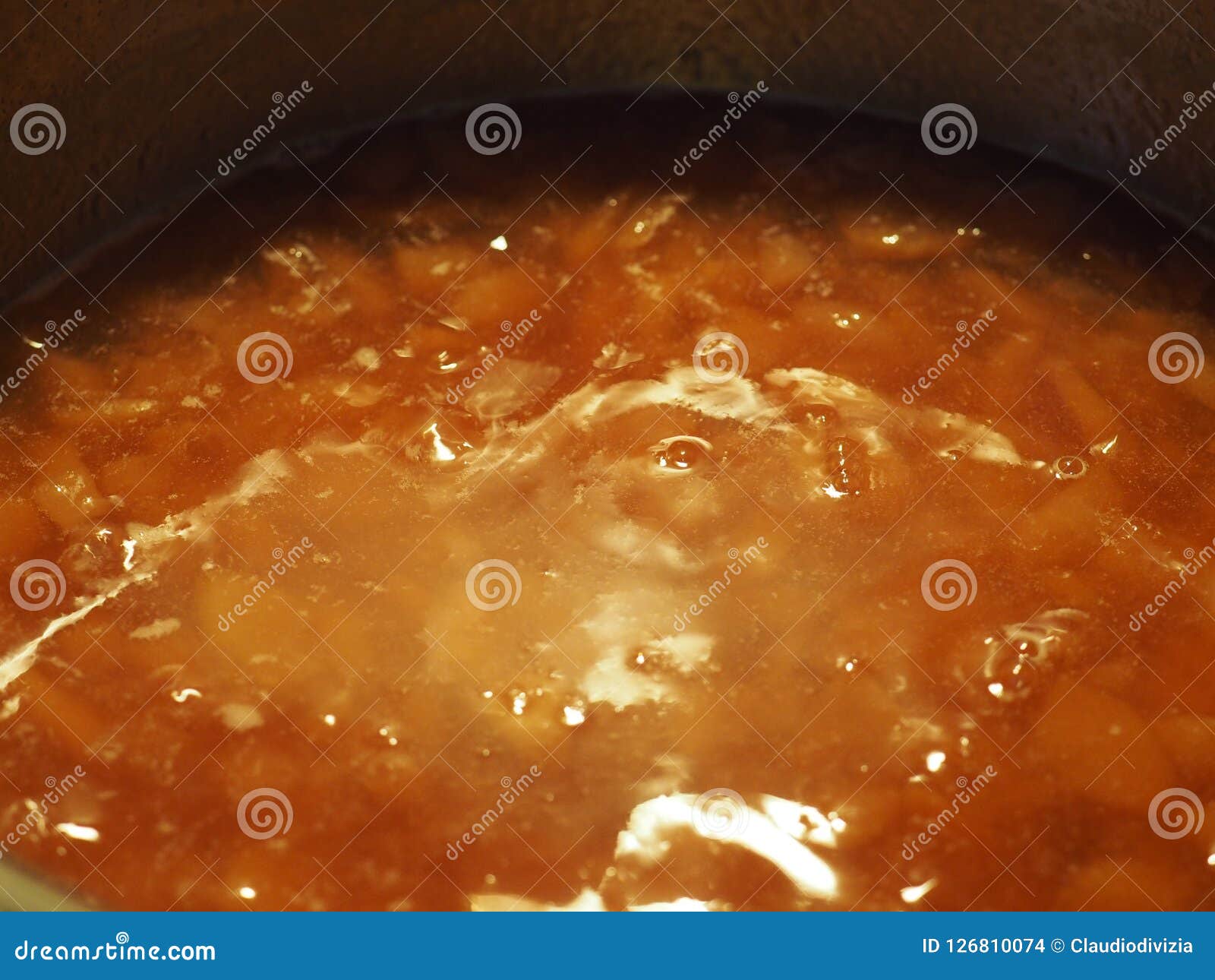 Fruit jam preparation stock photo. Image of boiling - 126810074