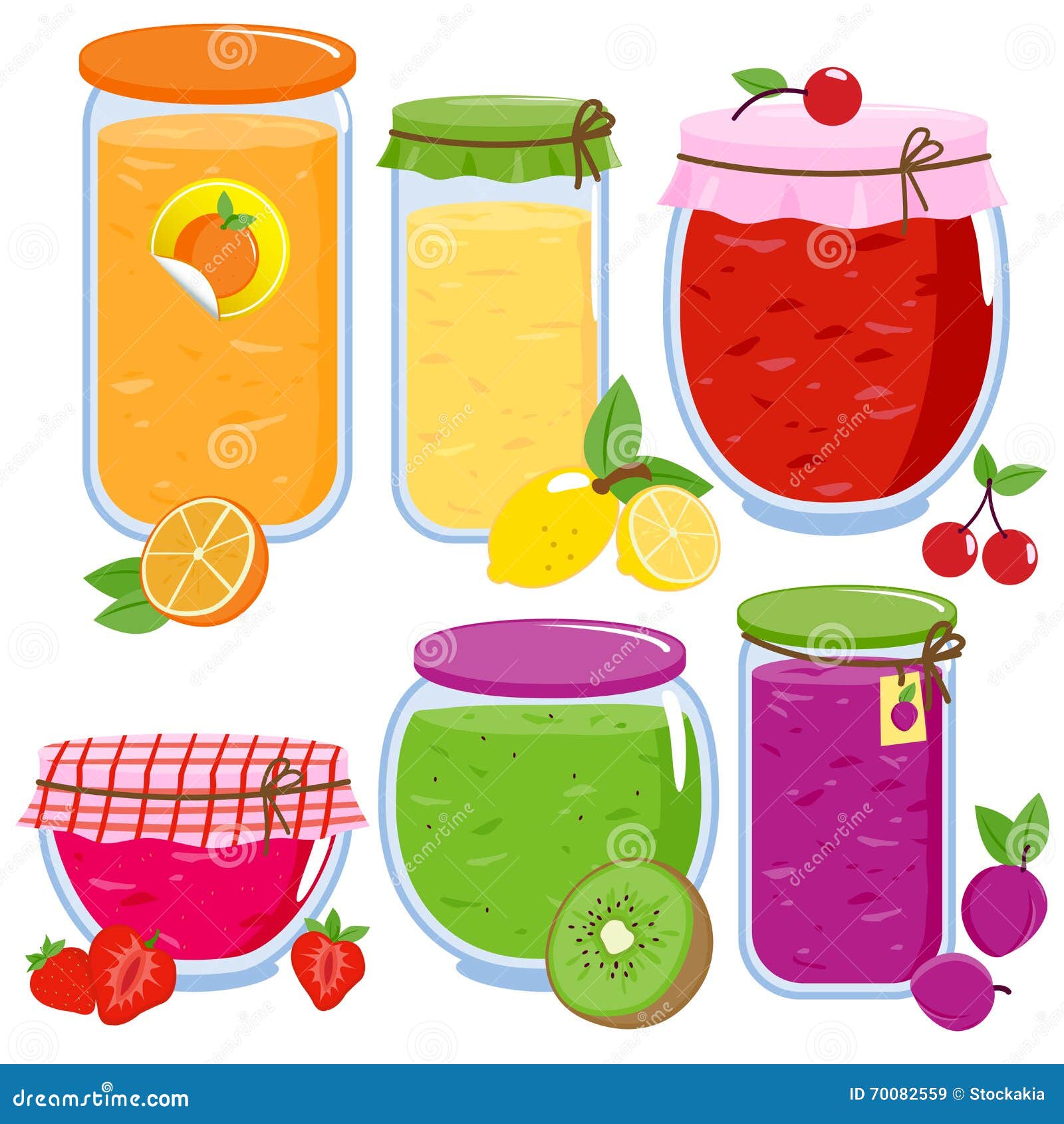 Jars with Fruit Jams. Vector Illustration Stock Vector - Illustration ...