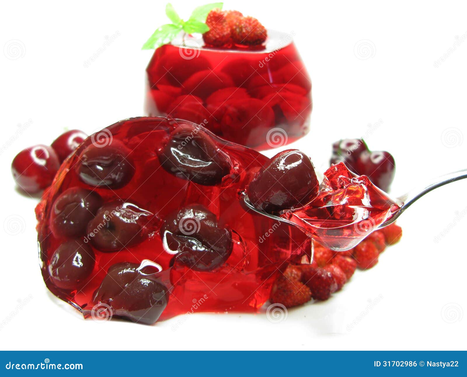 Fruit Jelly Dessert with Strawberry Stock Photo - Image of breakfast ...