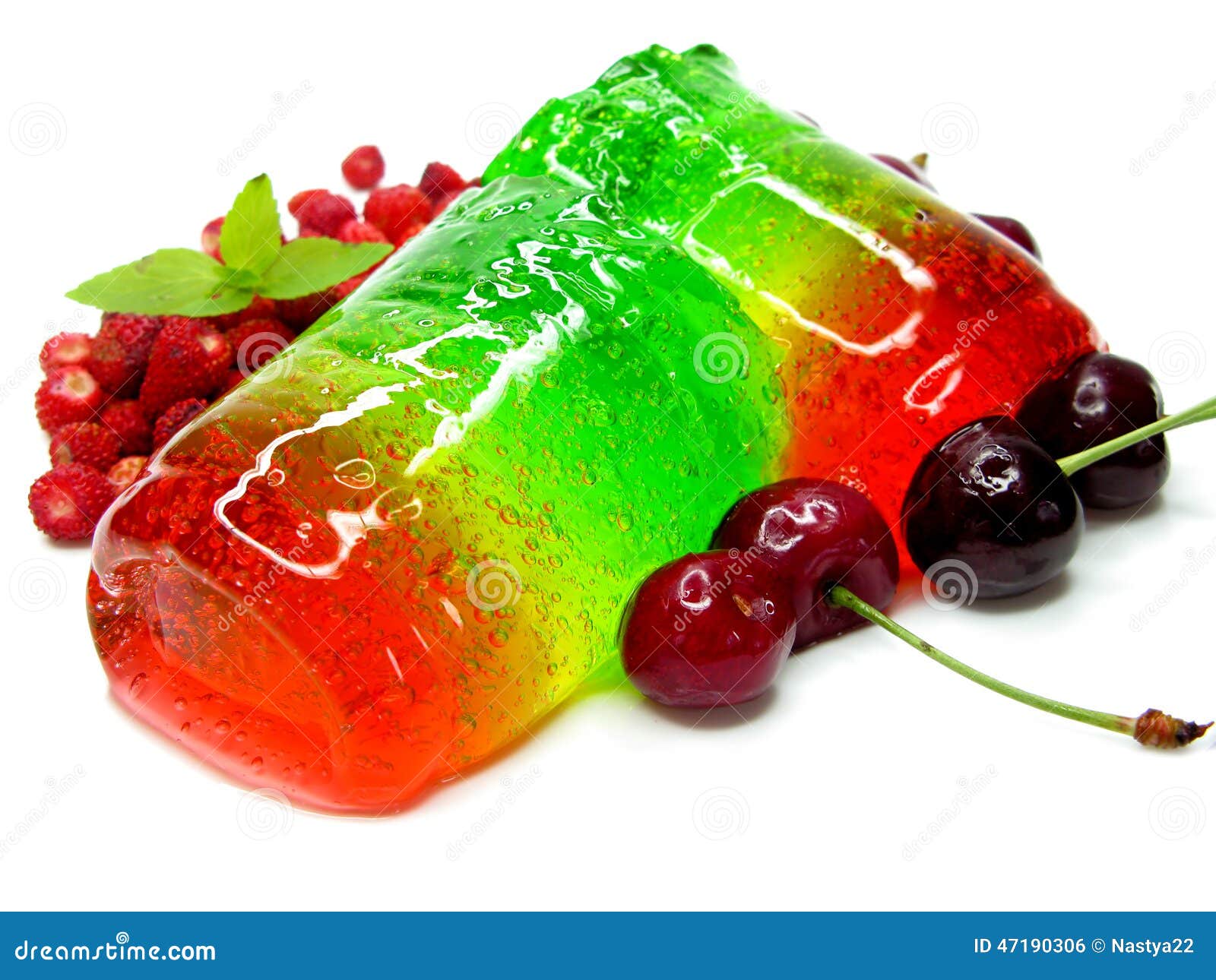 Fruit Jelly Dessert with Strawberry Stock Photo - Image of sweetmeat ...