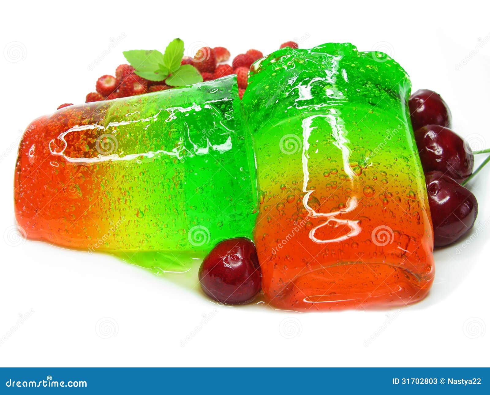 Fruit Jelly Dessert with Wild Strawberry Stock Image - Image of cherry ...