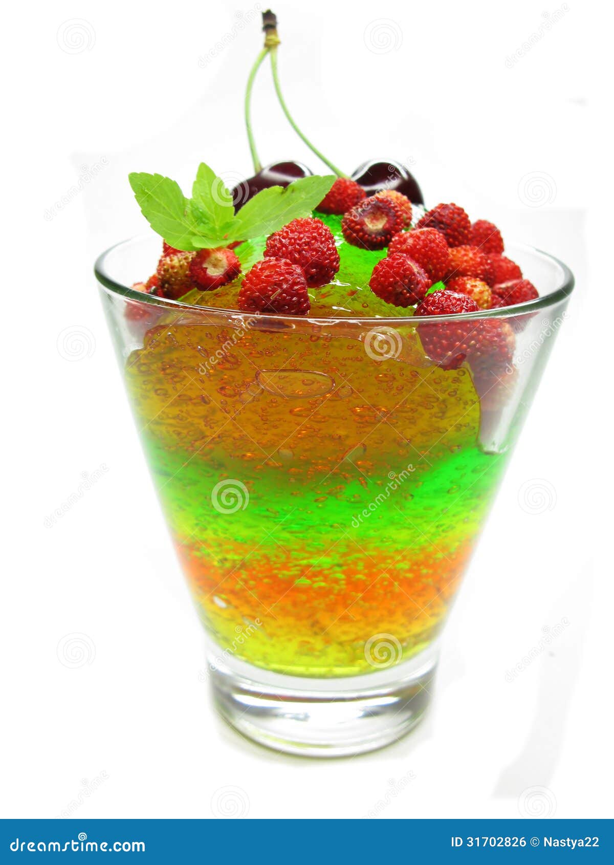 Fruit Jelly Dessert with Wild Strawberry Stock Photo - Image of ...