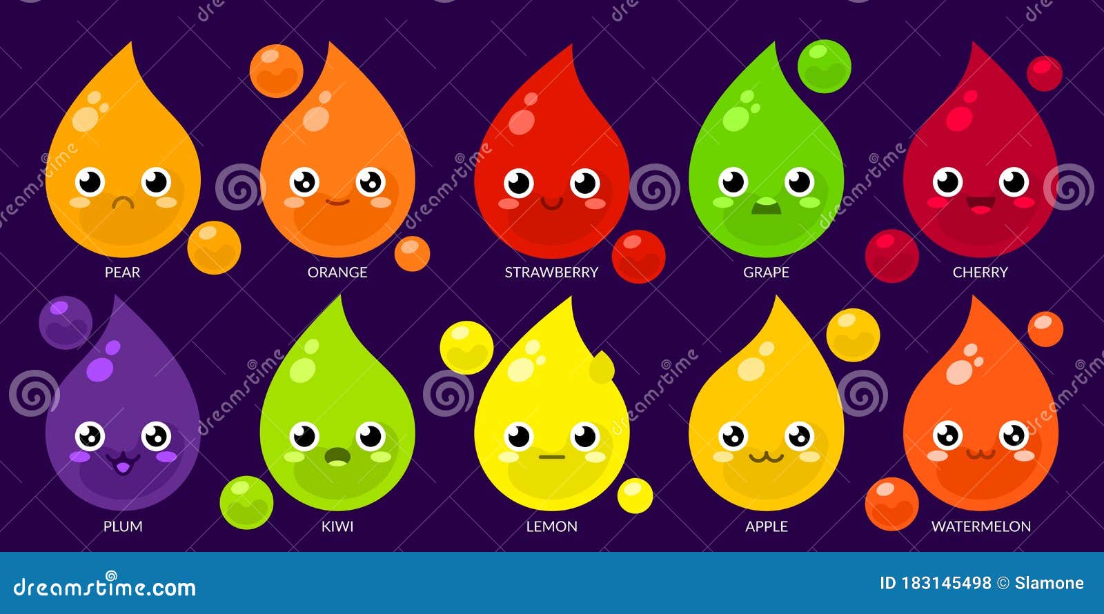Abstract Fruit Juice Drop Vector Flat Cartoon Vector Illustration Stock ...