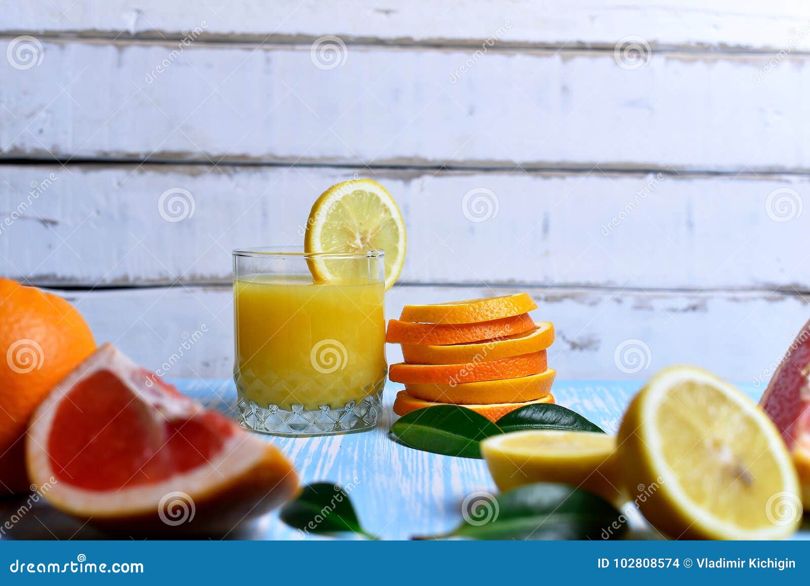 Fruit and Juice on the Table Stock Photo - Image of color, fruit: 102808574