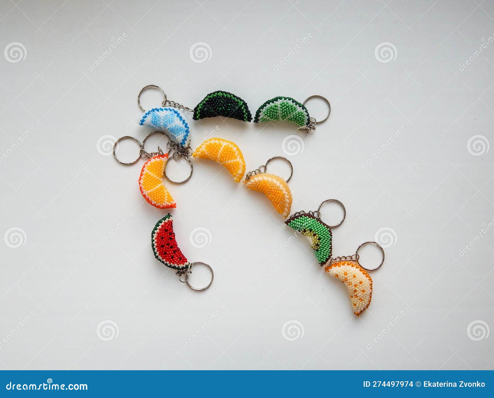 Fruit Key Chains on a White Background Stock Photo - Image of ring ...