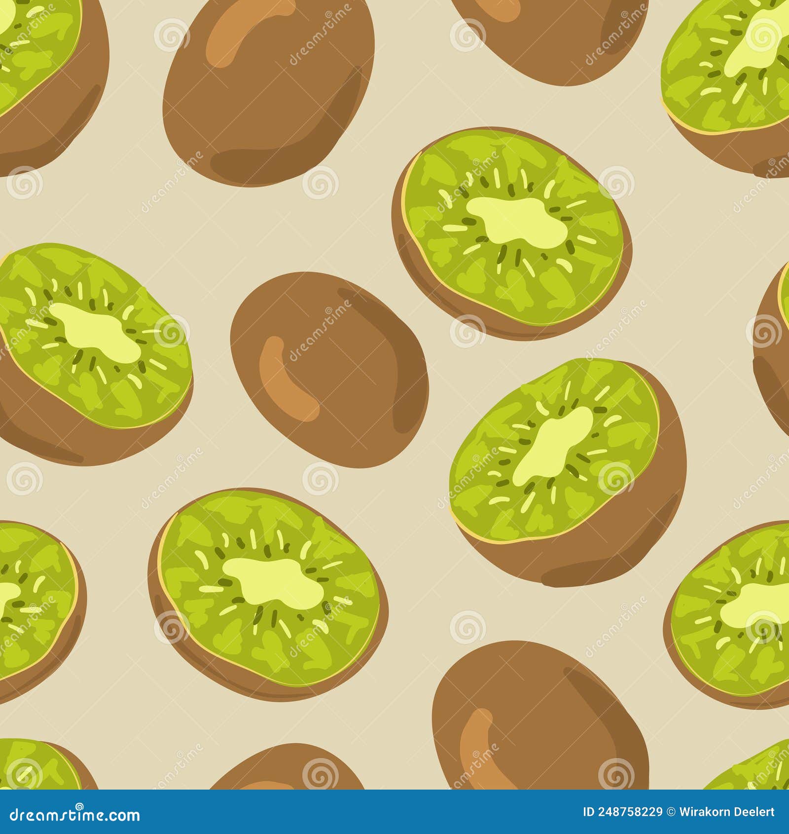Fruit Kiwi Vector Seamless Pattern Stock Vector - Illustration of ...
