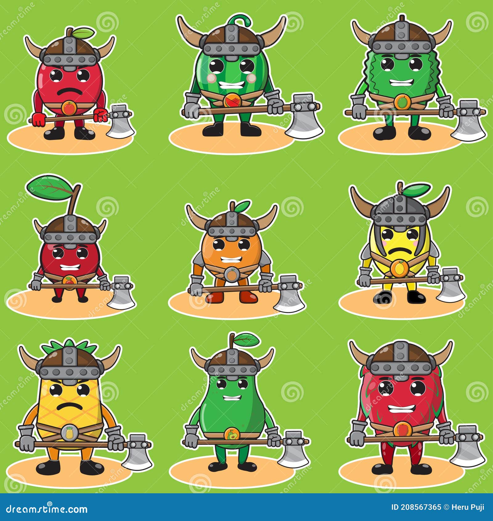 Fruit Knight Two Handed Weapon Set Stock Vector - Illustration of apple ...