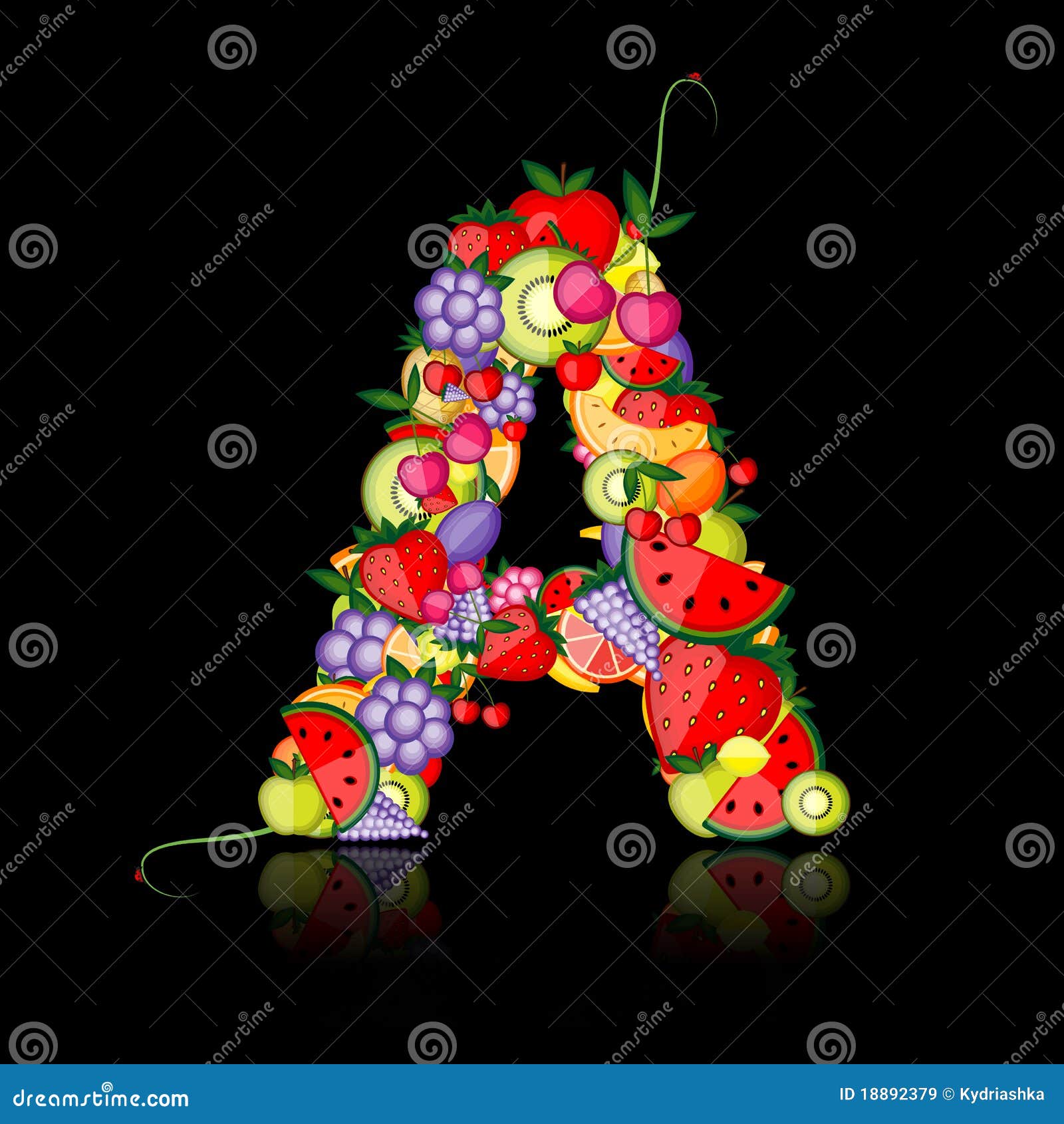 Fruit Letter P Avocado Style Cartoon Fruit Design Flat Vector ...
