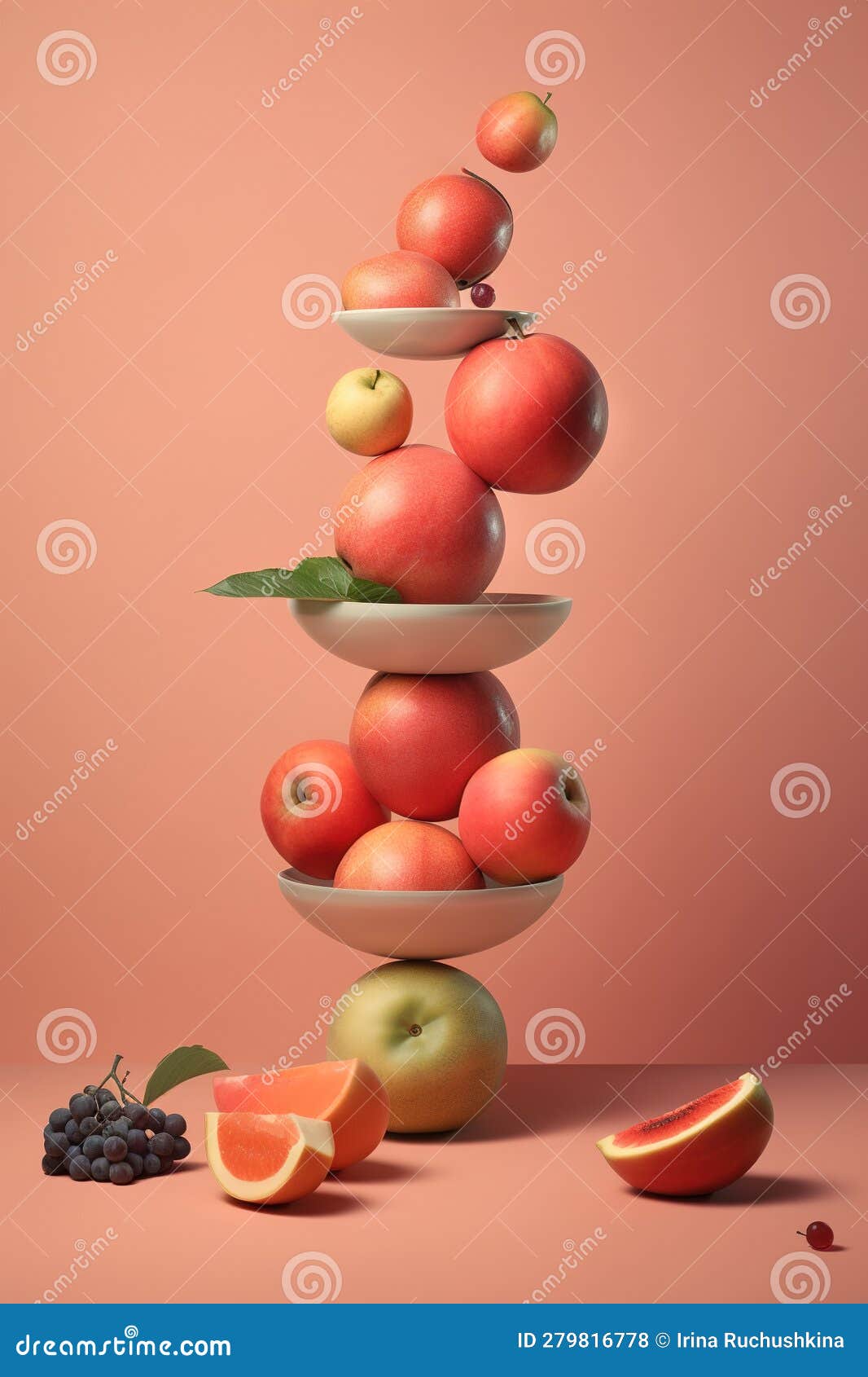 Fruit Levitation. Creative Levitation Food. Generative AI Stock ...