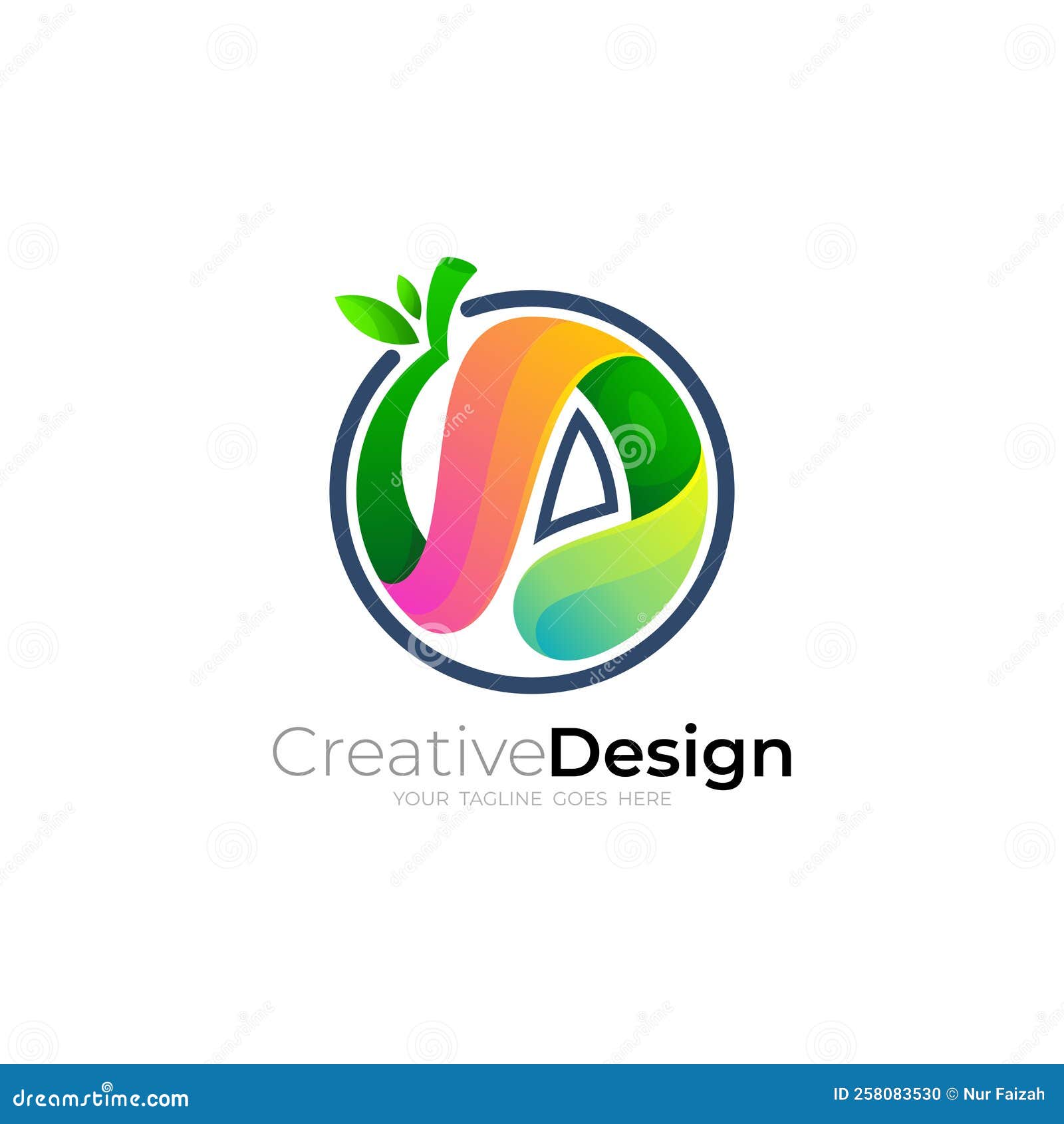 Fruit Logo with Nature Design Colorful, 3d Style Stock Vector ...
