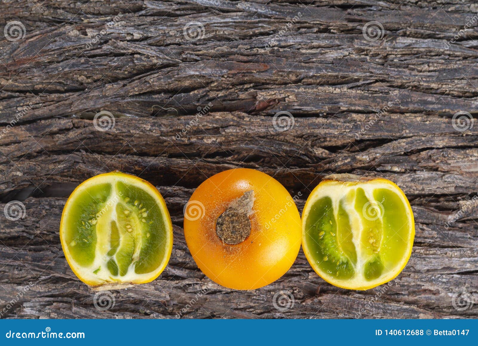 . Fruit of Lulo on Tree Bark (Solanum Quitoense Stock Photo - Image of ...