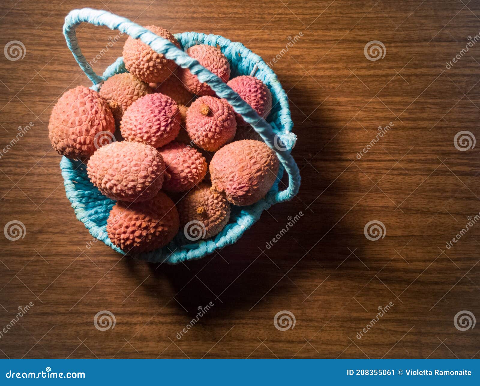 Fruit Lychee in a Basket on a Brown Table Stock Image - Image of called ...