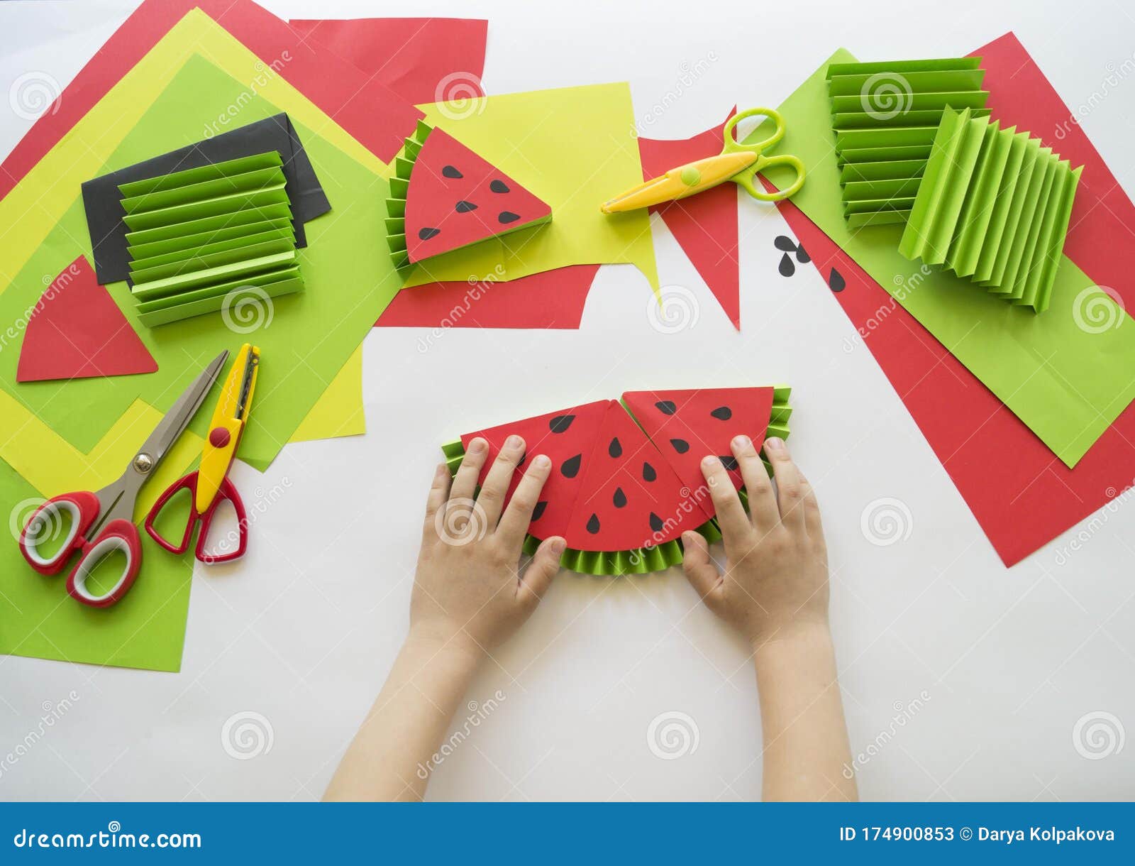 Fruit Made of Craft Paper. Children`s Hands Stock Image - Image of ...