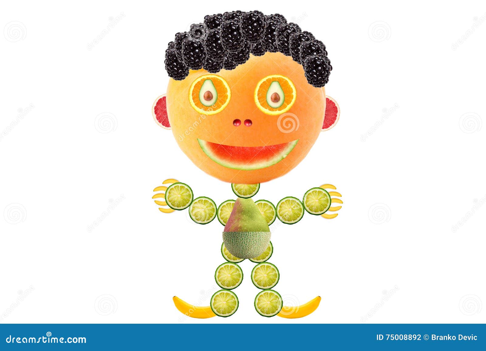 Fruit man stock photo. Image of pear, currant, banana - 75008892