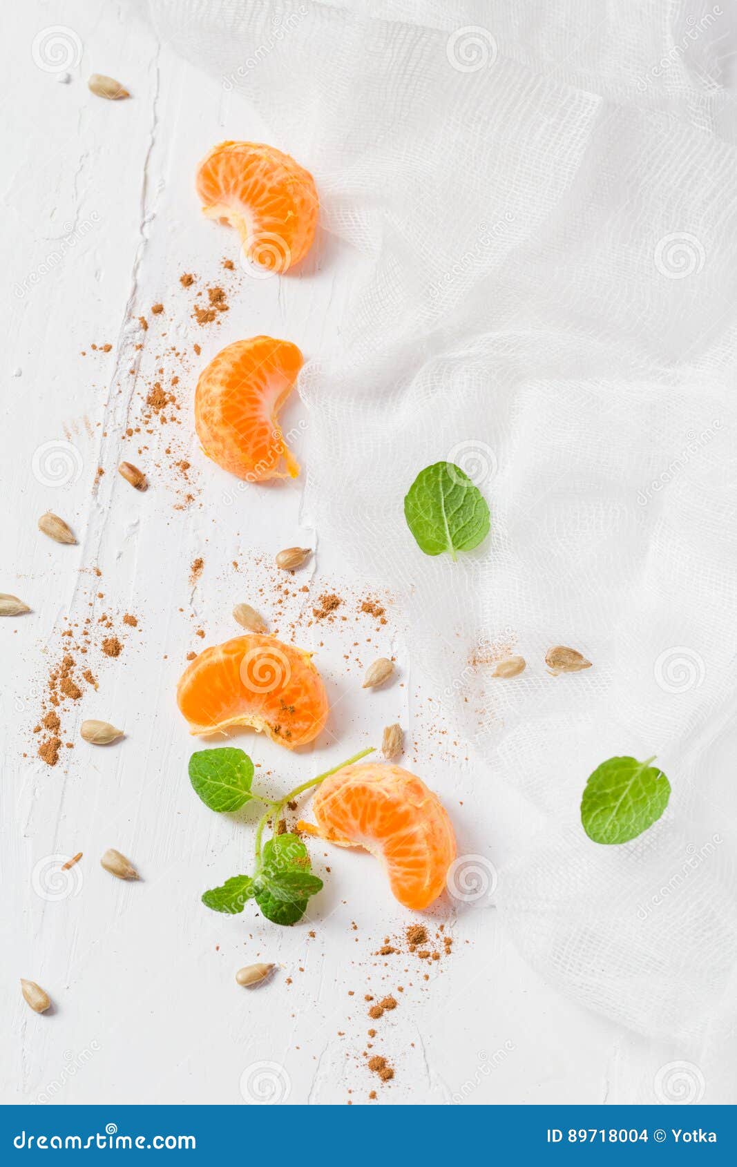 Fruit Mandarin Mint Leaves Sunflower Seeds Stock Photo - Image of ...