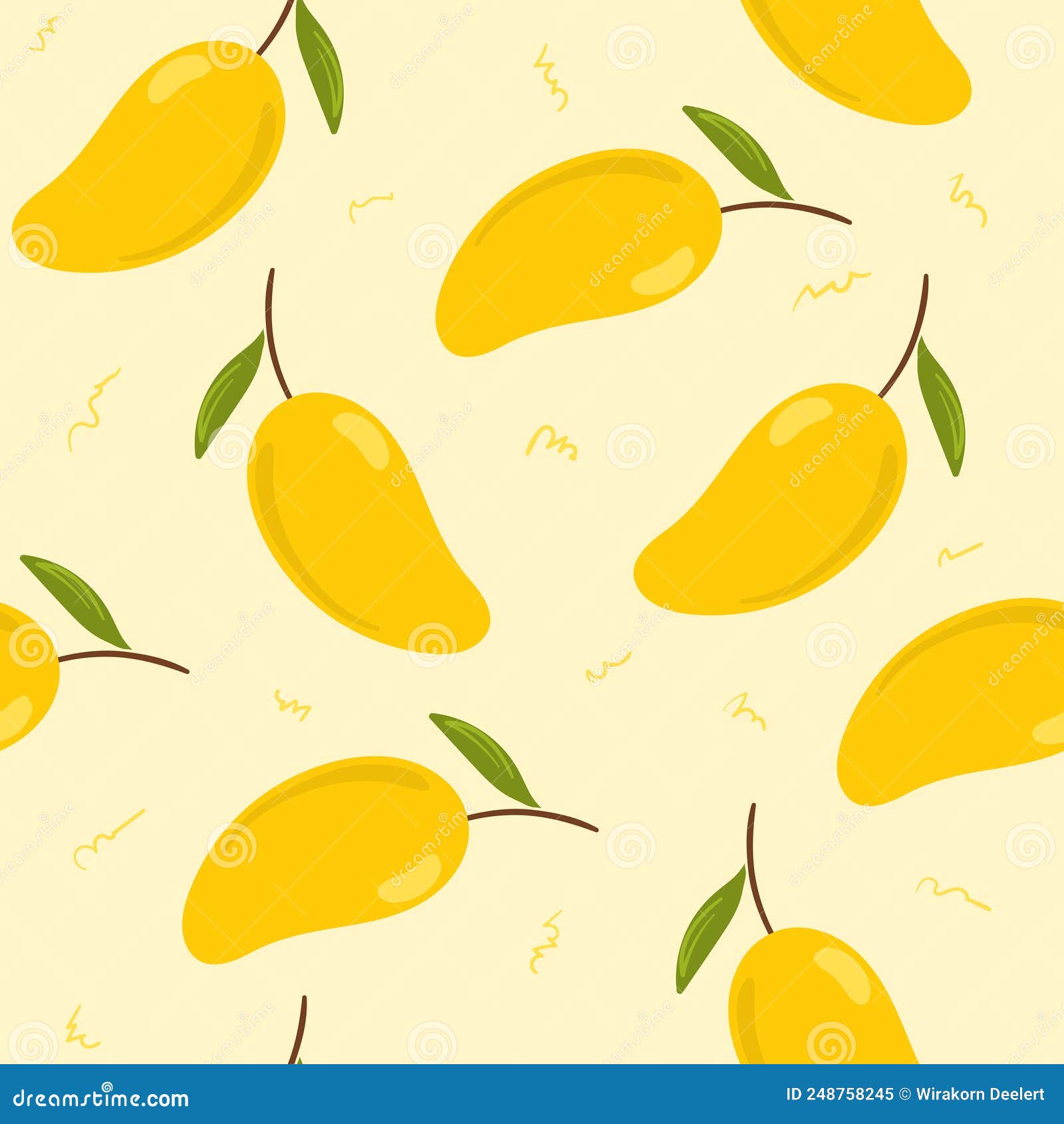 Fruit Mango Vector Seamless Pattern Stock Vector - Illustration of ...