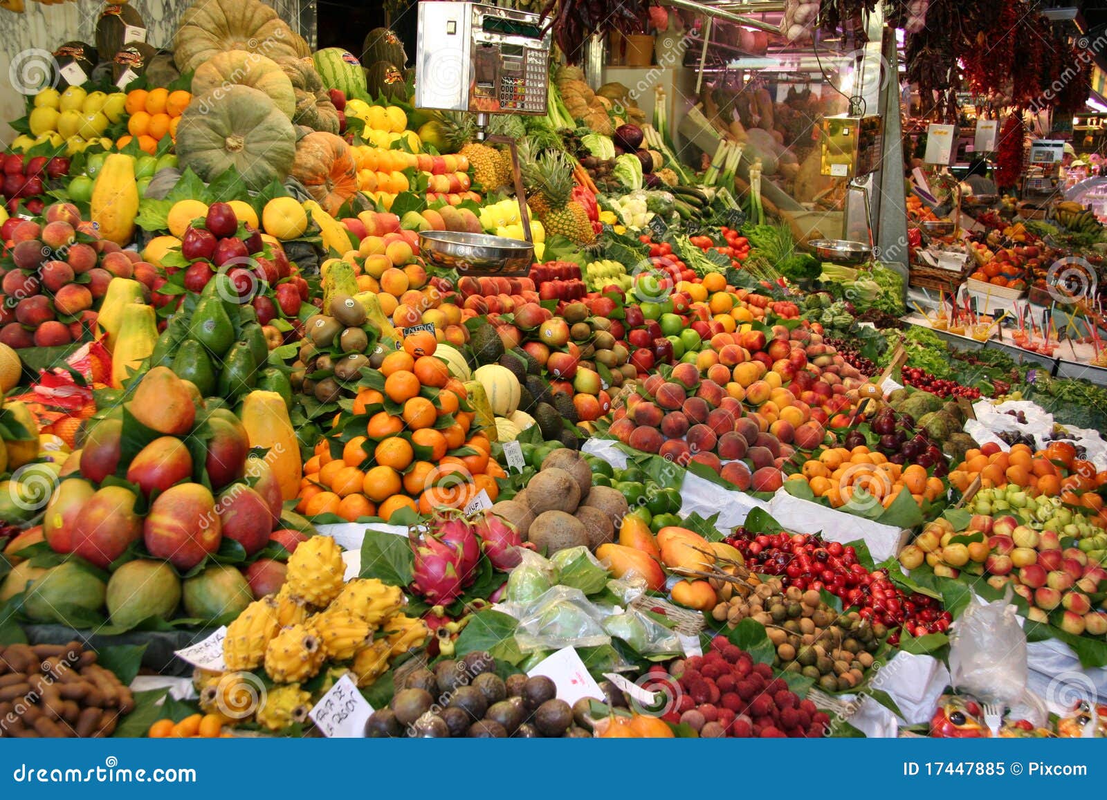 Fruit market in Barcelona stock image. Image of goodies - 17447885