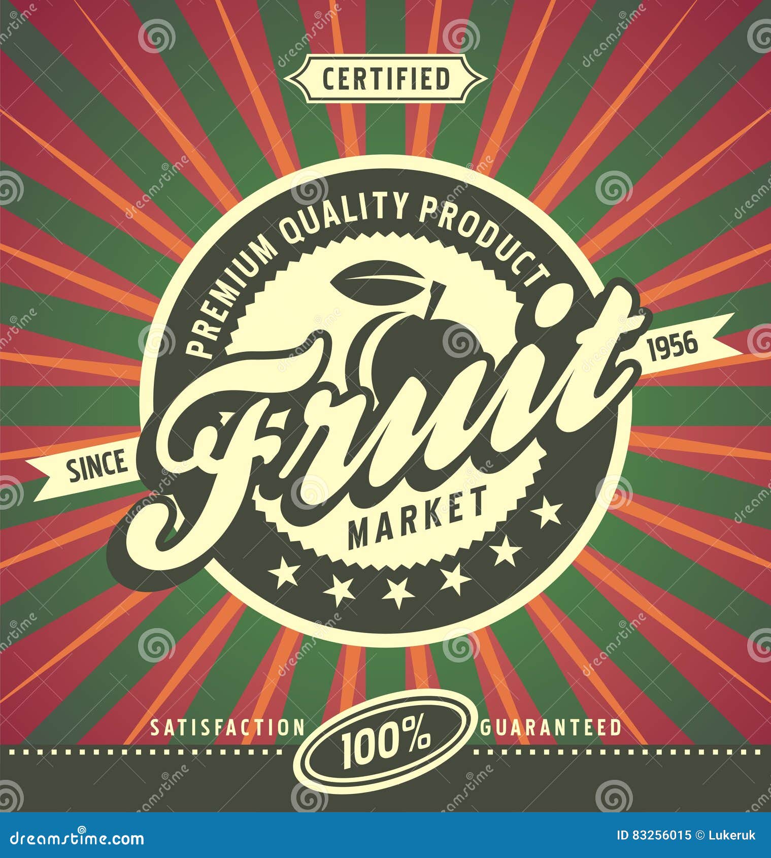 Fruit Market Label Design Concept Stock Vector - Illustration of leaf ...