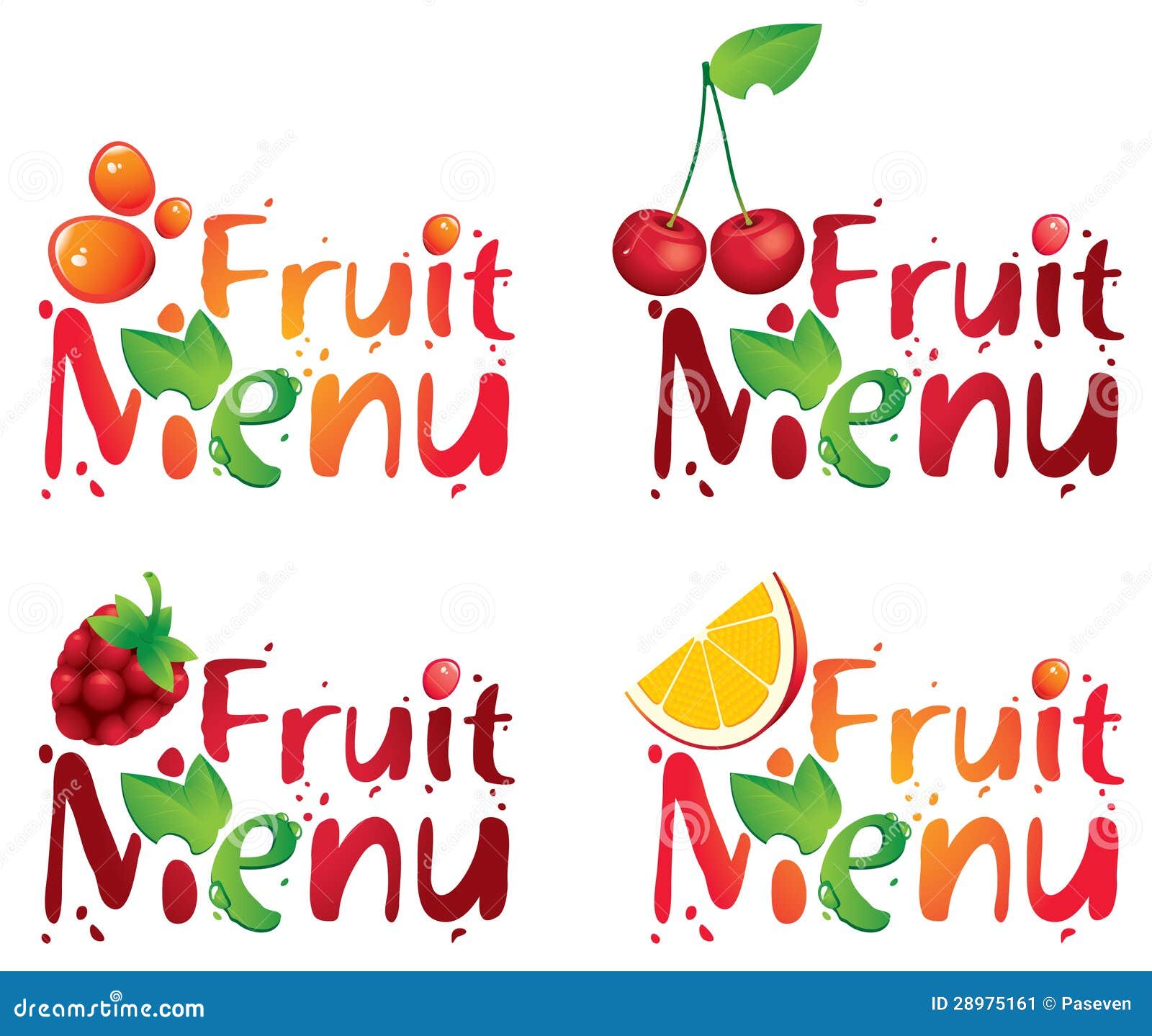 Fruit menu stock vector. Illustration of orange, cherry - 28975161