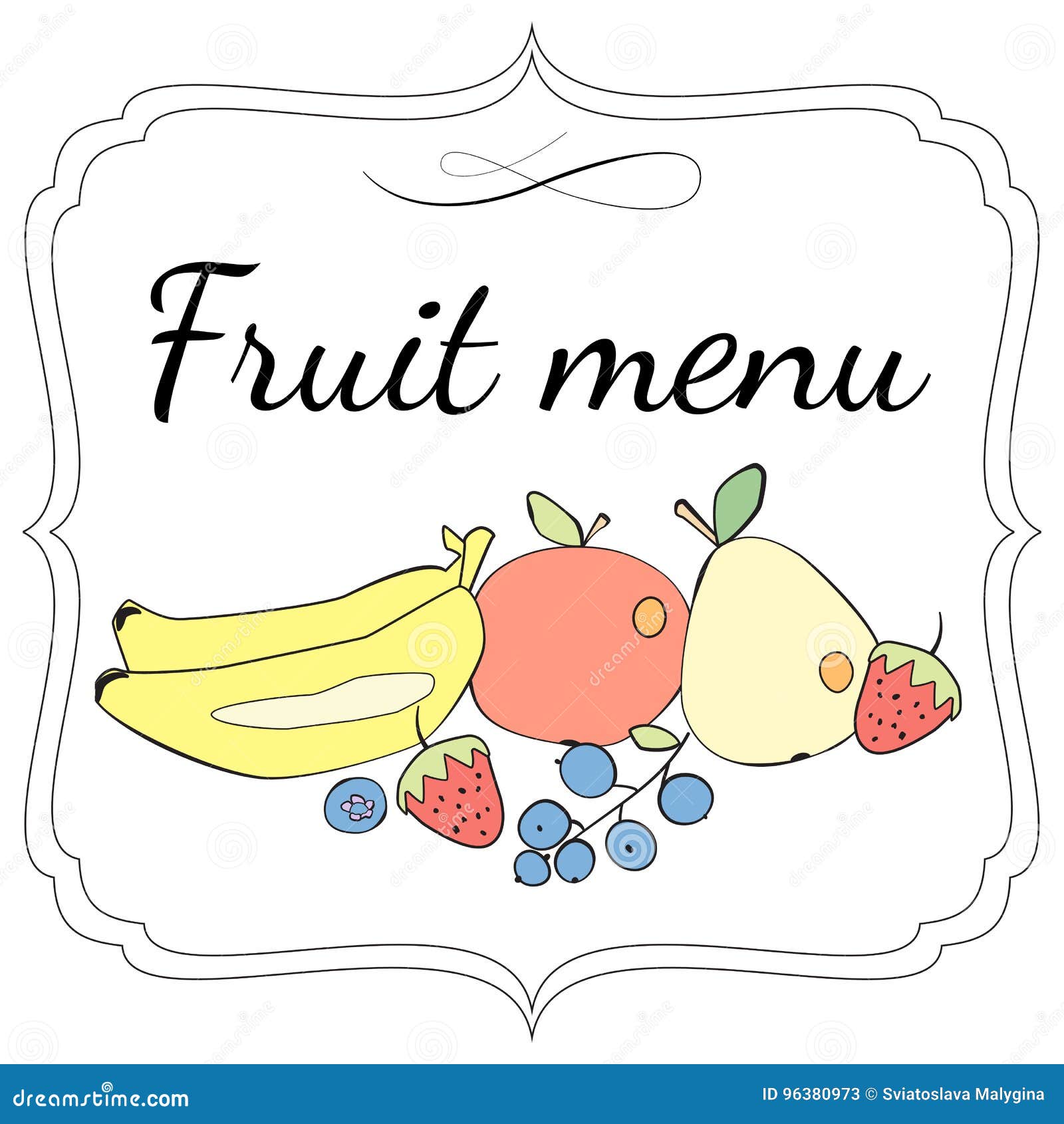 Fruit menu template stock vector. Illustration of sweet - 96380973