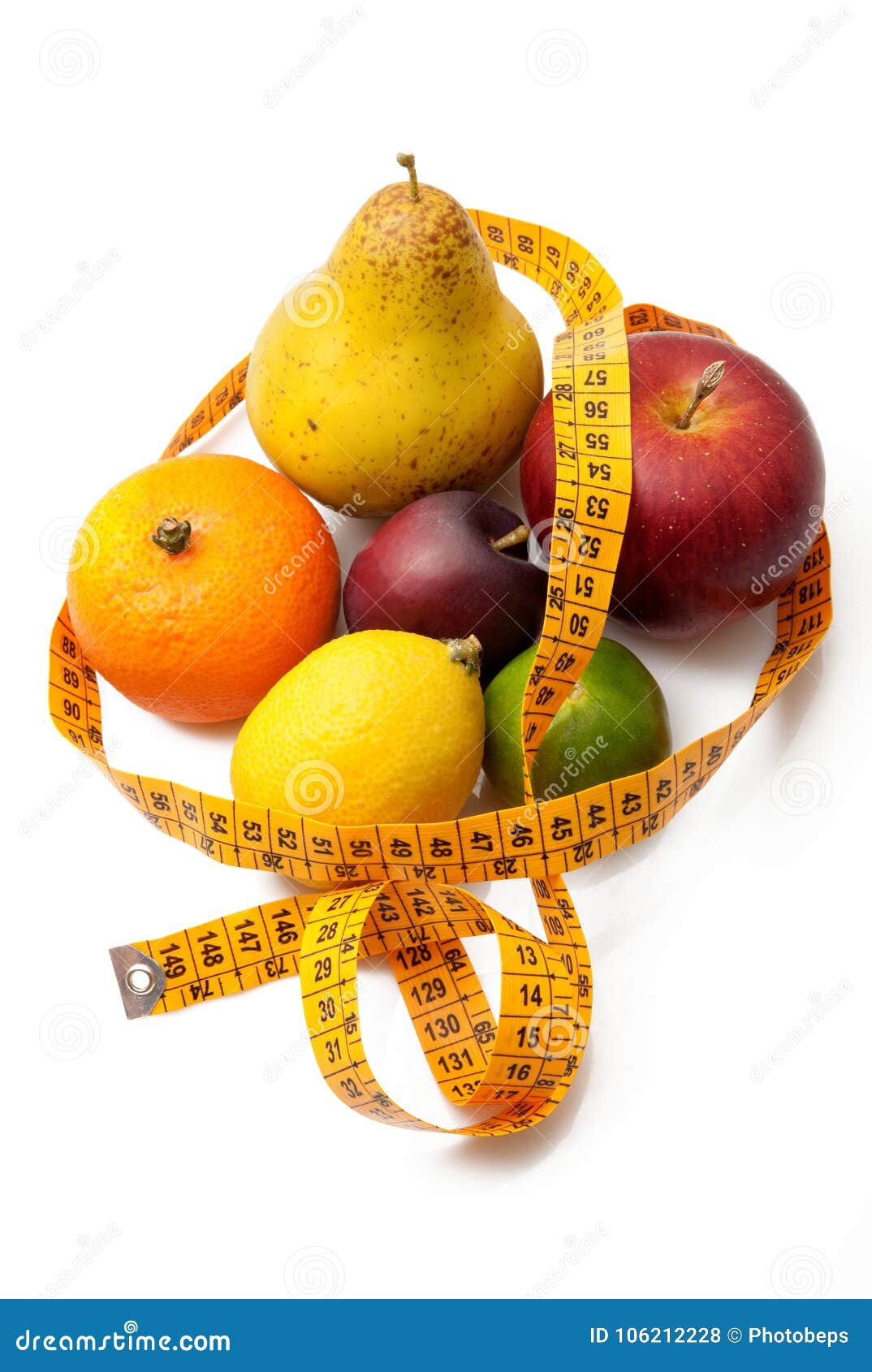 Fruit with Meter on White Background Stock Photo - Image of background ...