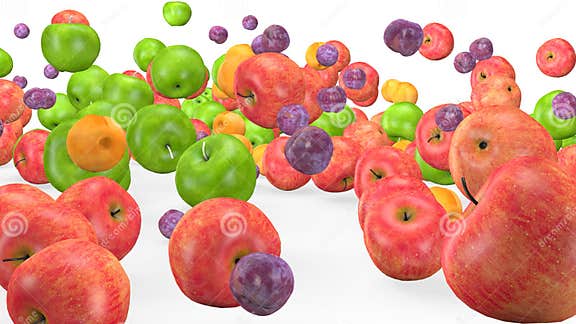 Fruit Mix, Animated Fruit Movement, 3D Rendering Stock Illustration ...